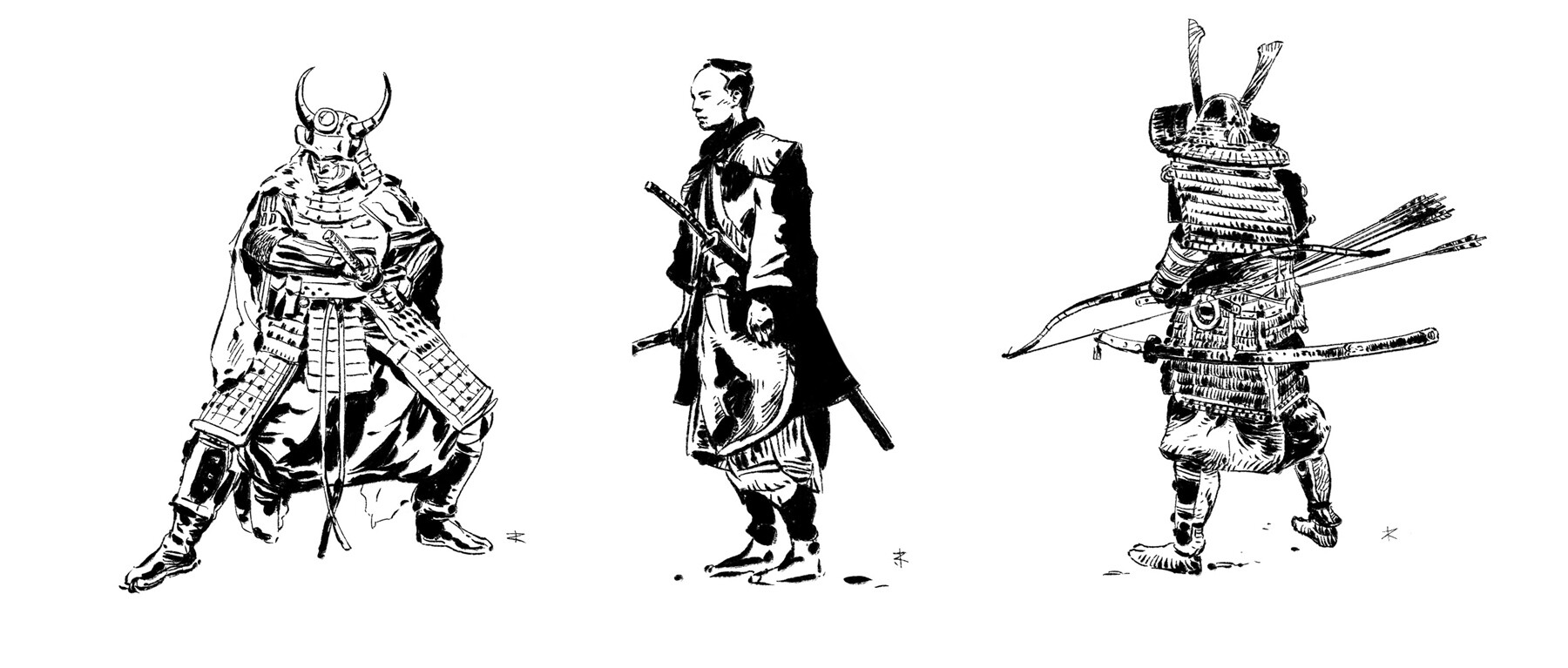 ArtStation - Samurai character sketches.