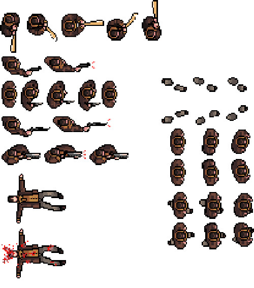 ArtStation - hotline miami clone sprite sheets