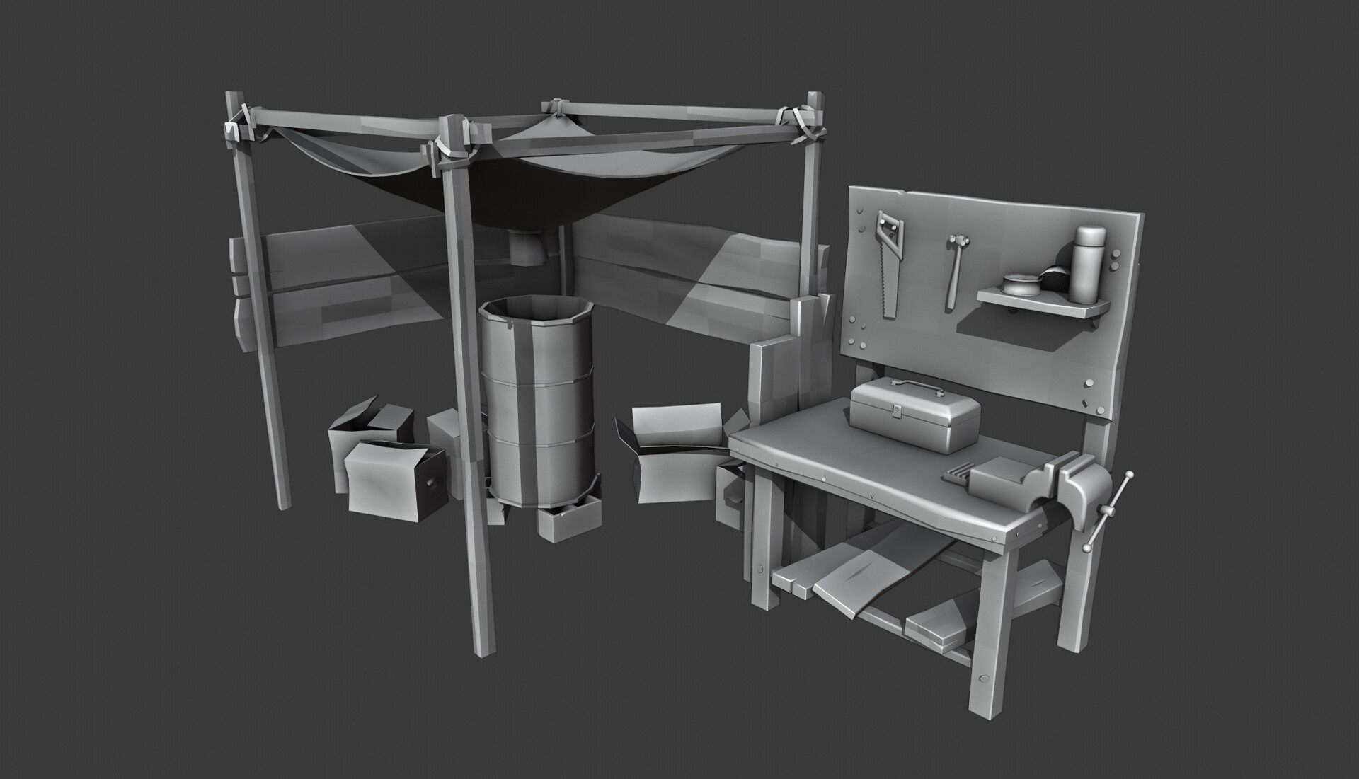 ArtStation - Stylized Workbench and Resource stations