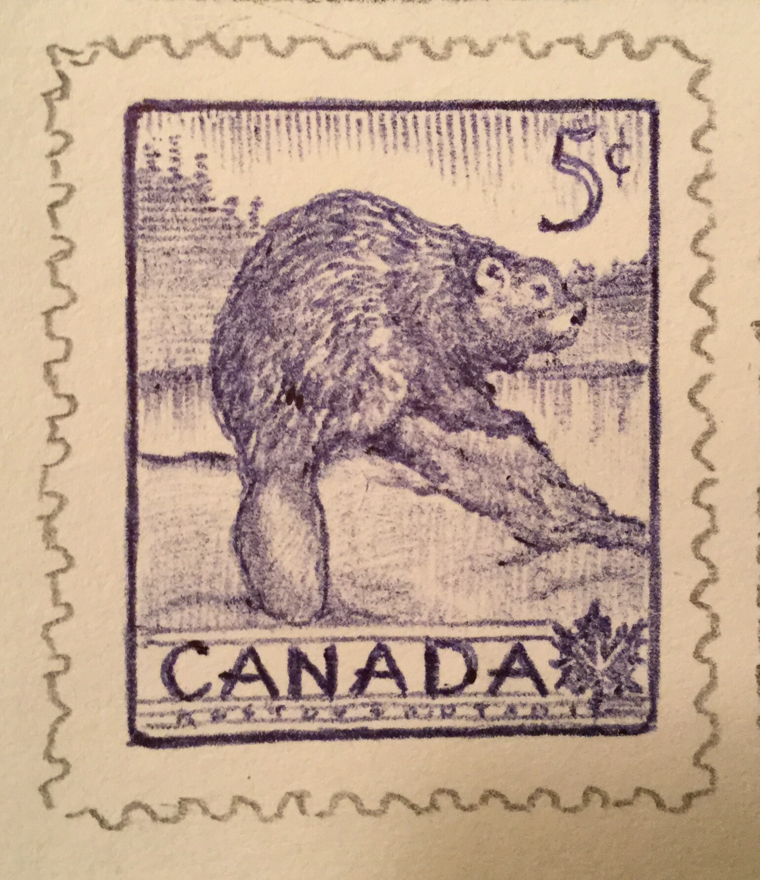 ArtStation - Ballpoint pen of an old Canadian stamp