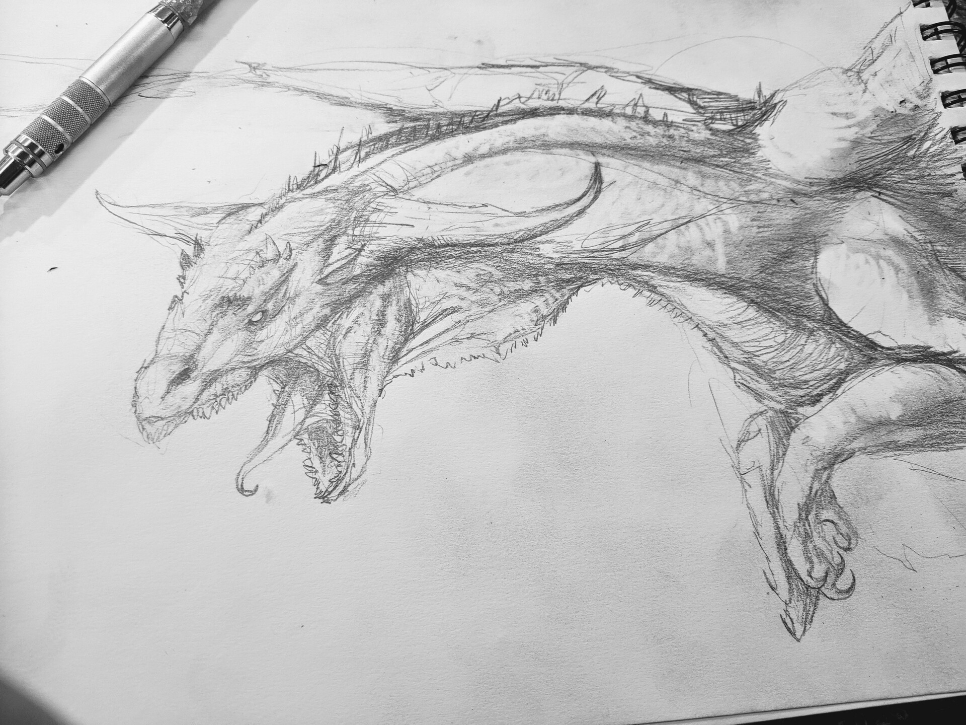 how to draw a giant dragon