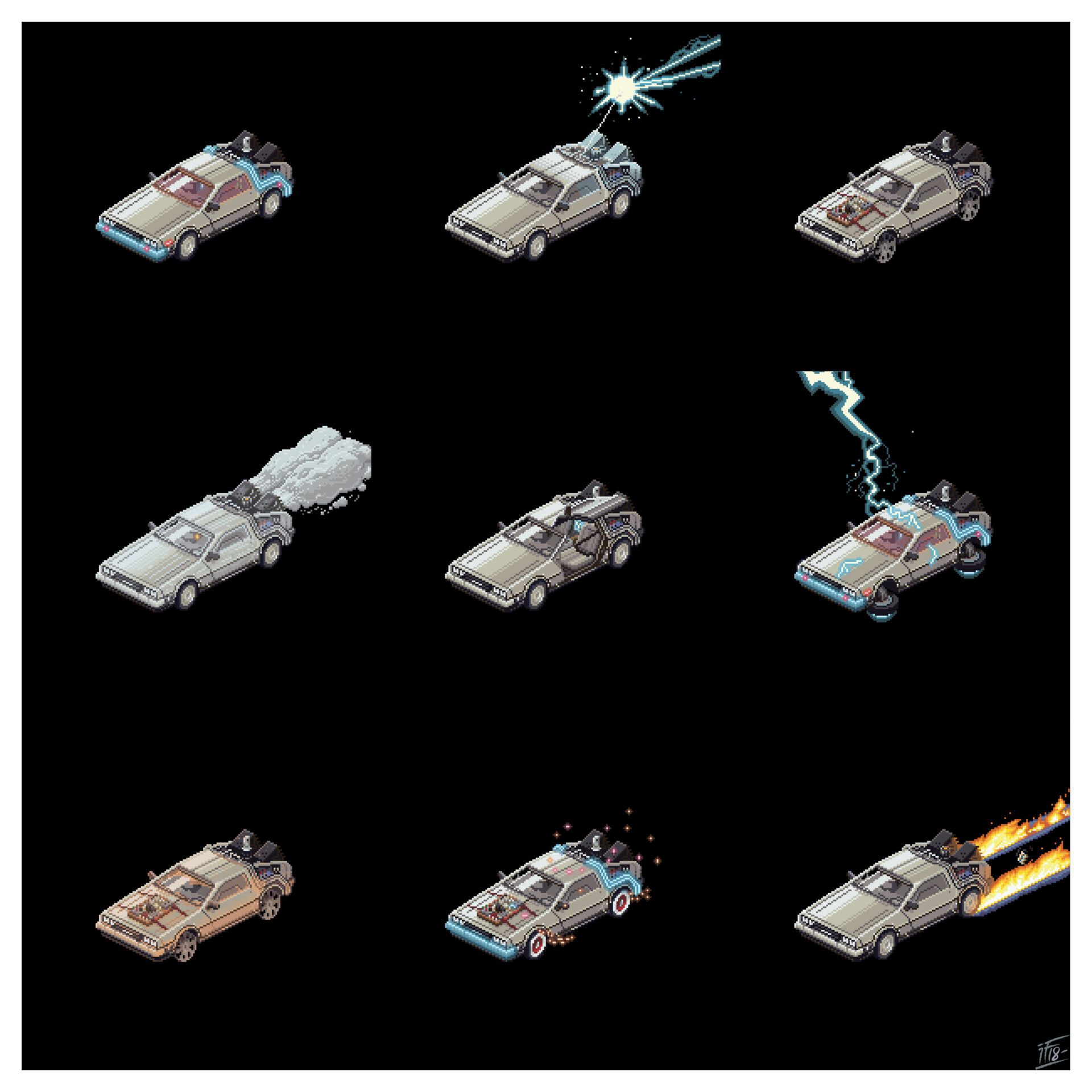 ArtStation - isometric pixel Delorean