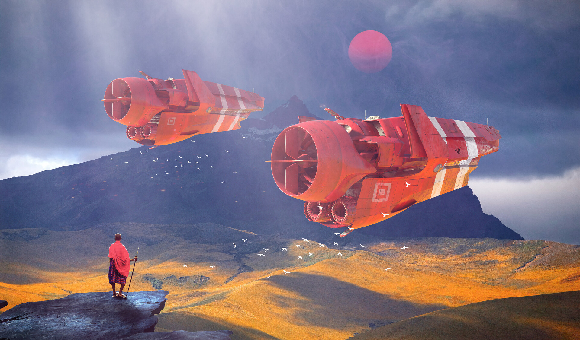 ArtStation - Ships+Birds+Tribal fellow