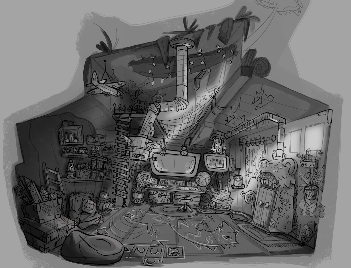 tree house inside drawing