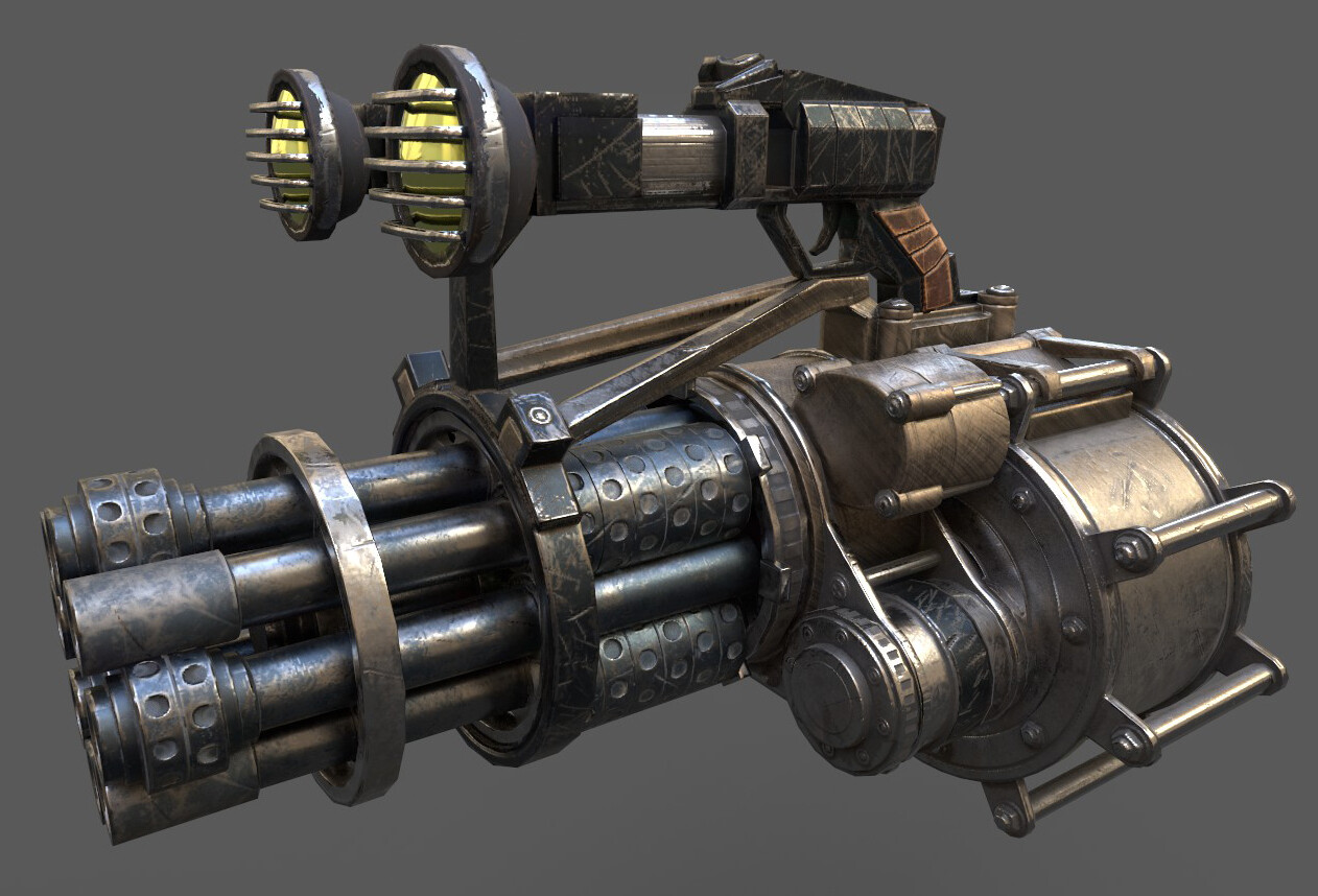 ArtStation - star wars inspired salvaged parts rotary gun, PBR game art