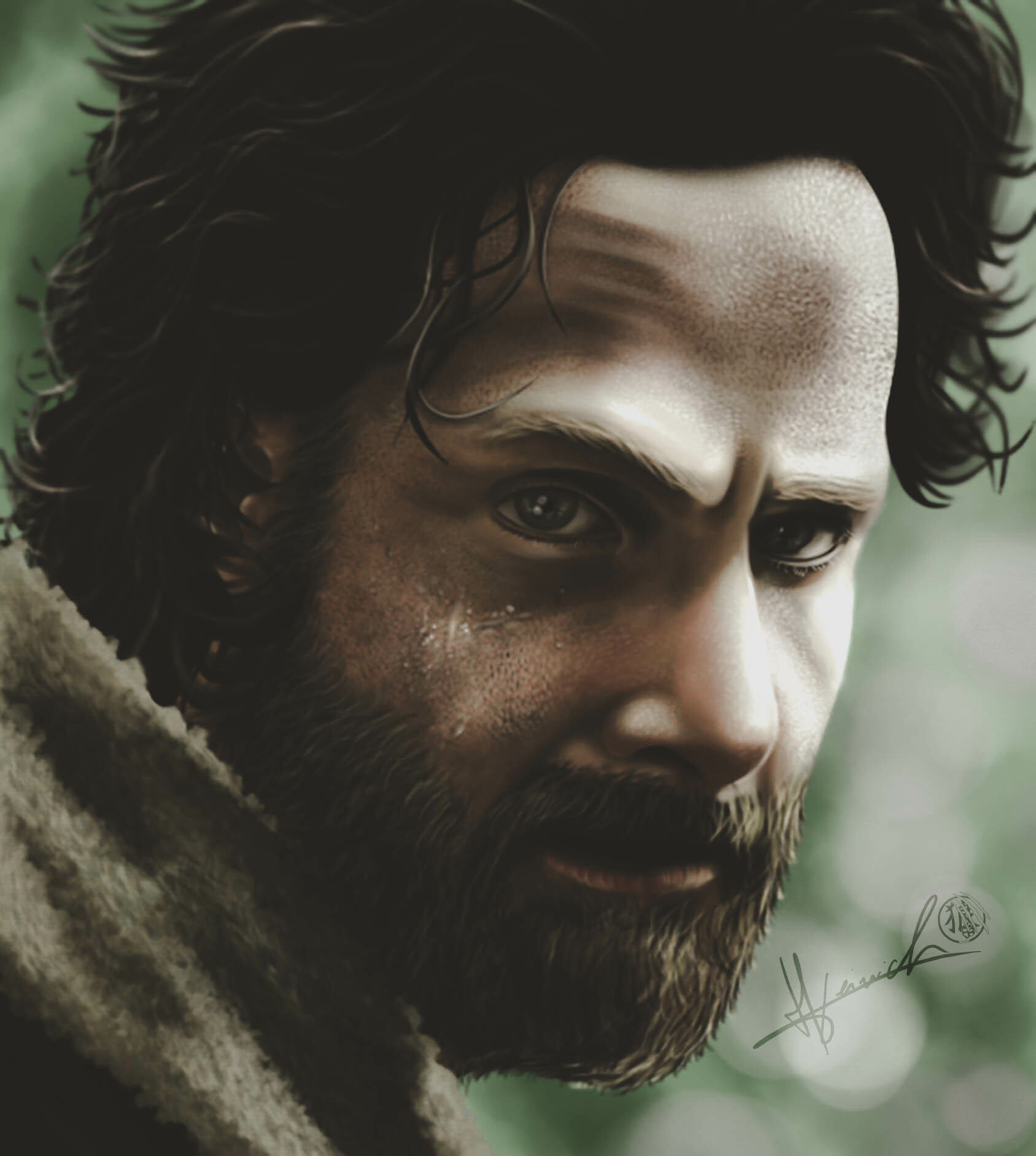 ArtStation - Rick Grimes portrait from TWD