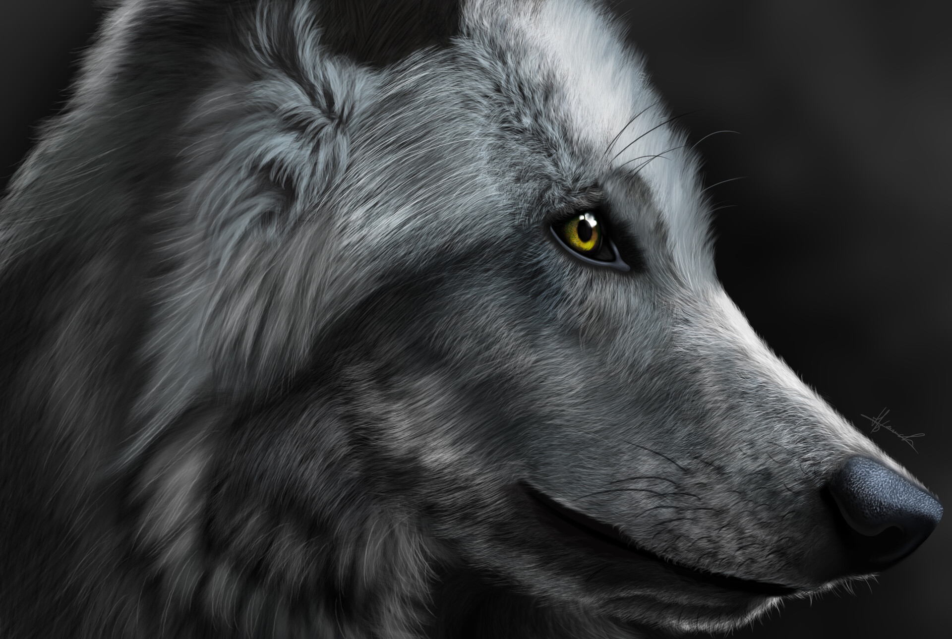 ArtStation - Wolf portrait