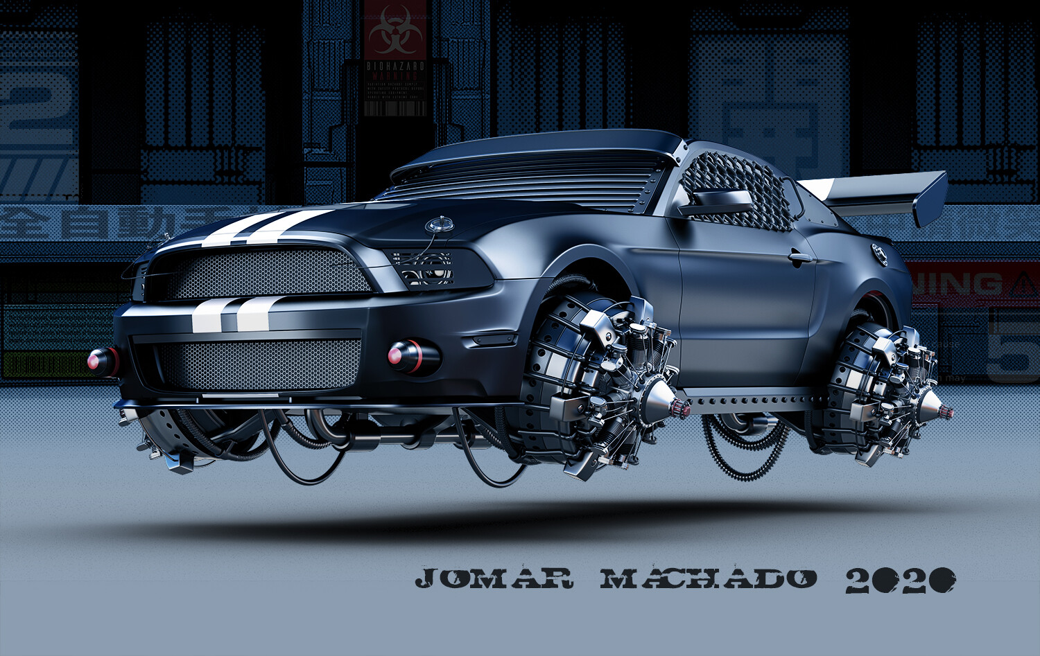 ArtStation - Cyber Cars. Mustang or Camaro?...