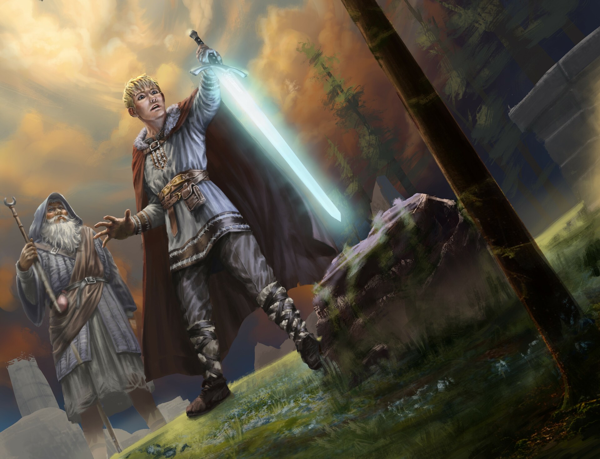 ArtStation - Arthur pulling the magical sword from the stone
