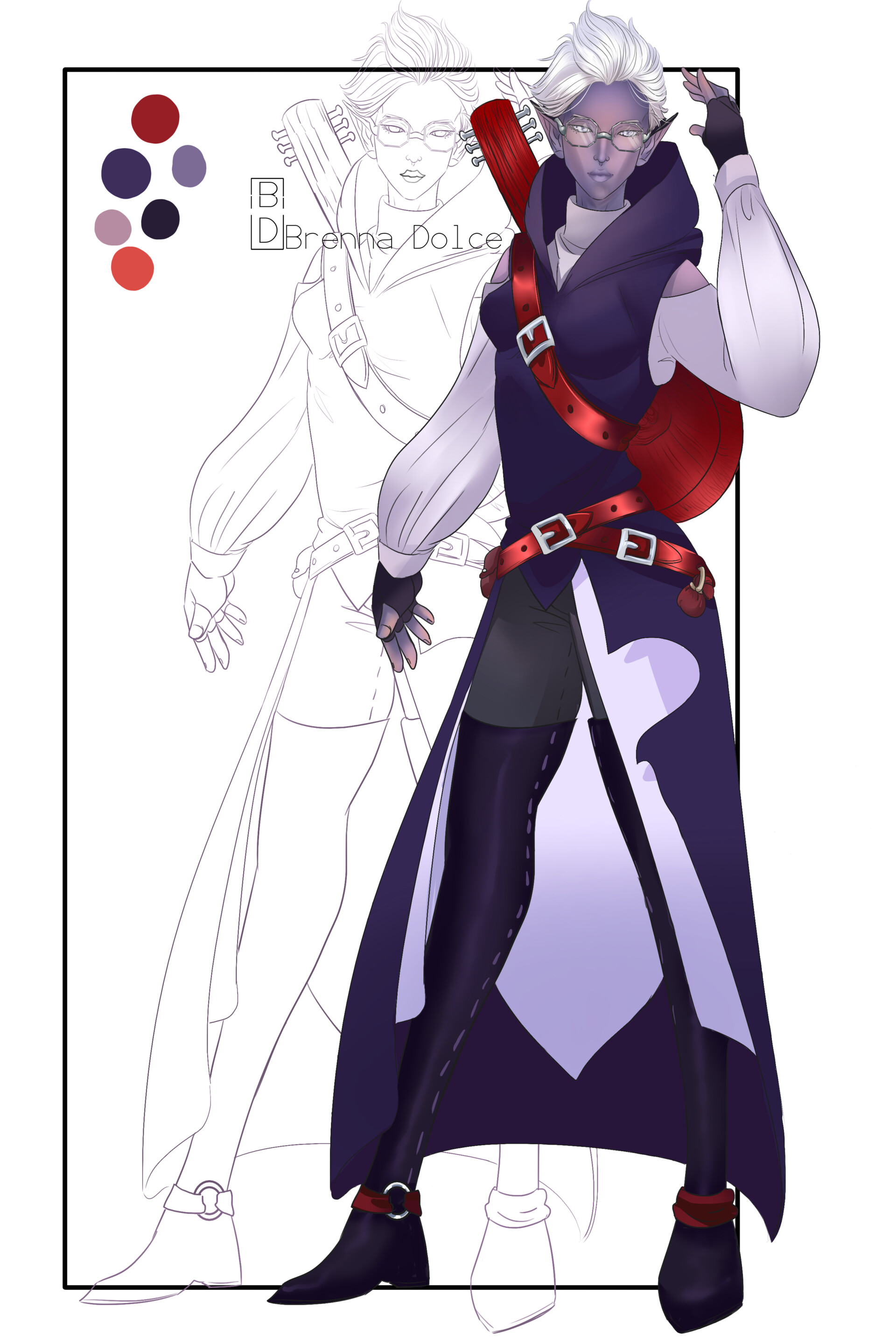 ArtStation - The Drow Bard - UPDATE - Colored