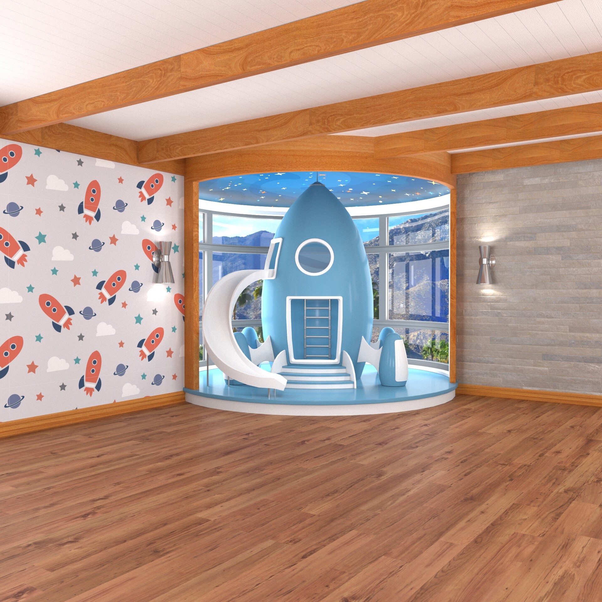 Garrett Bell - 3D Artist - Mid-Century Modern Kid's Room
