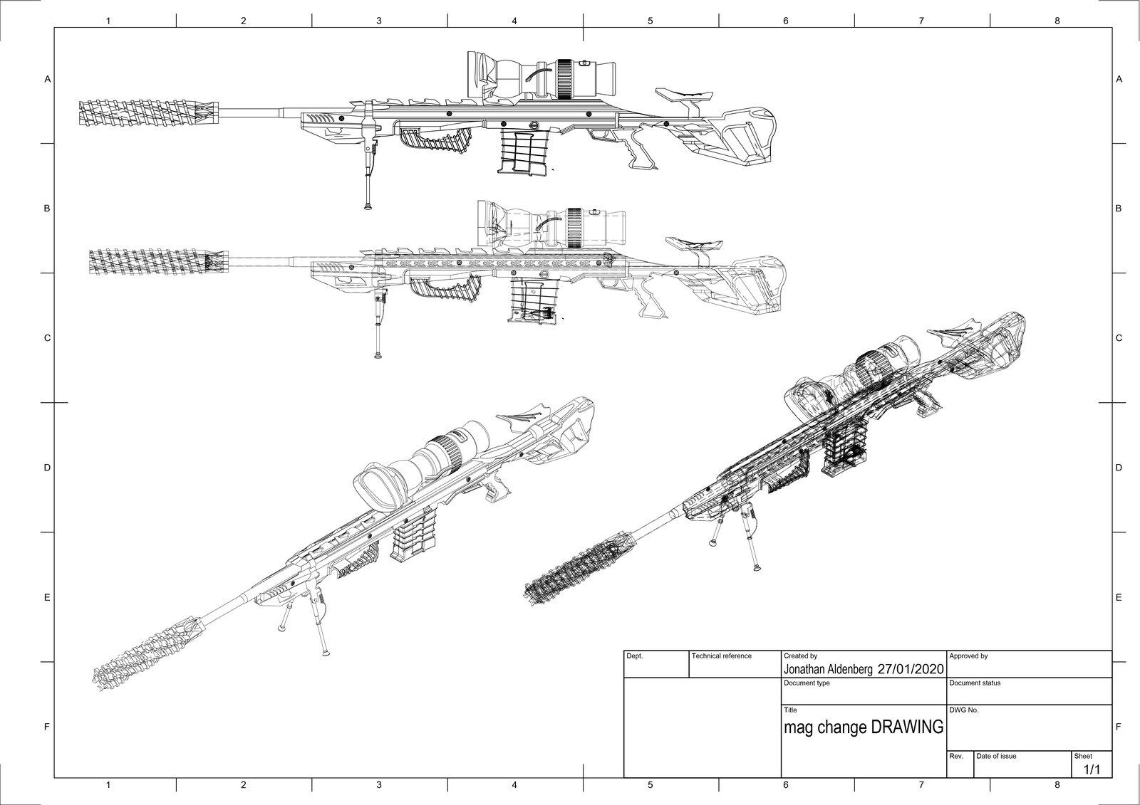 Jonathan Aldenberg - Sniper Rifle Technical Drawing