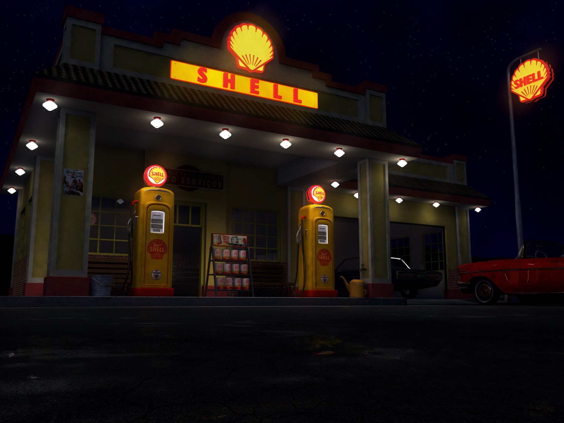 Newton Verlangieri - Vintage Shell Gas Station