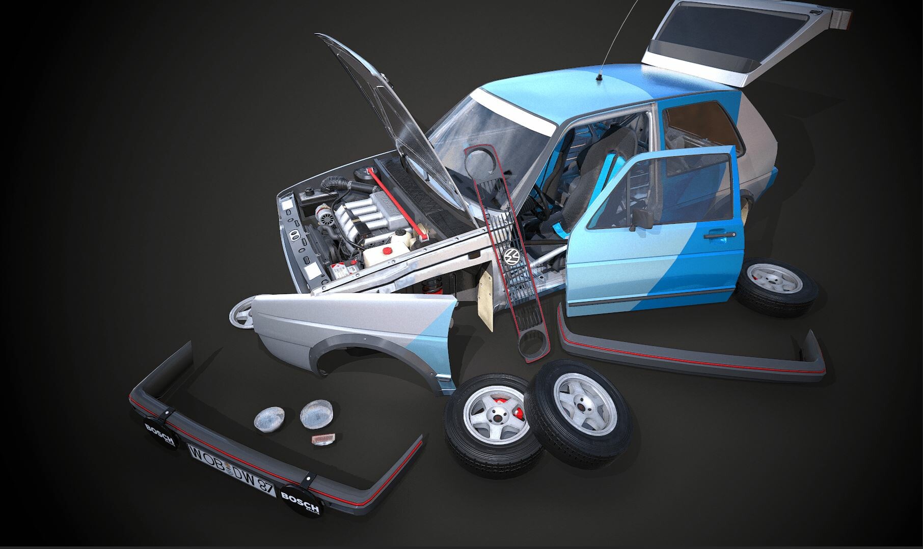 ArtStation - Volkswagen Golf Mk2 gti 16v (rally)