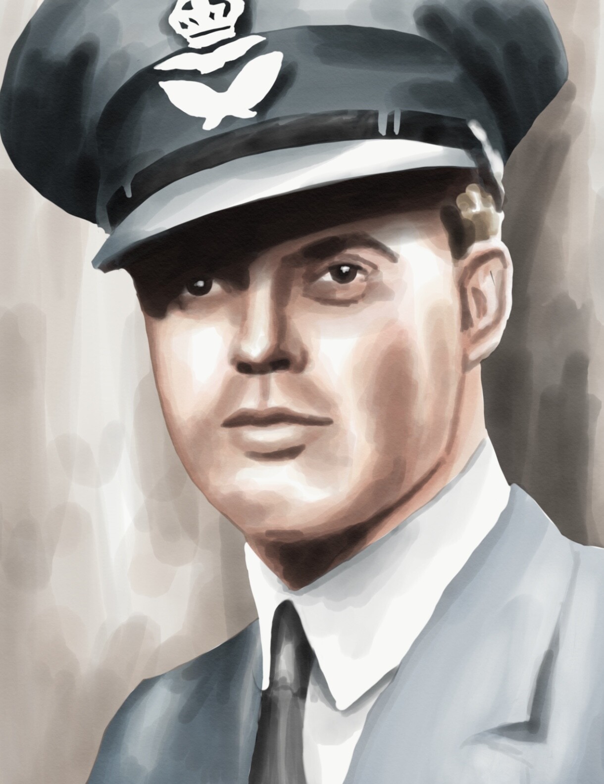 ArtStation - Water Colour Study (Richard Hillary Portrait)