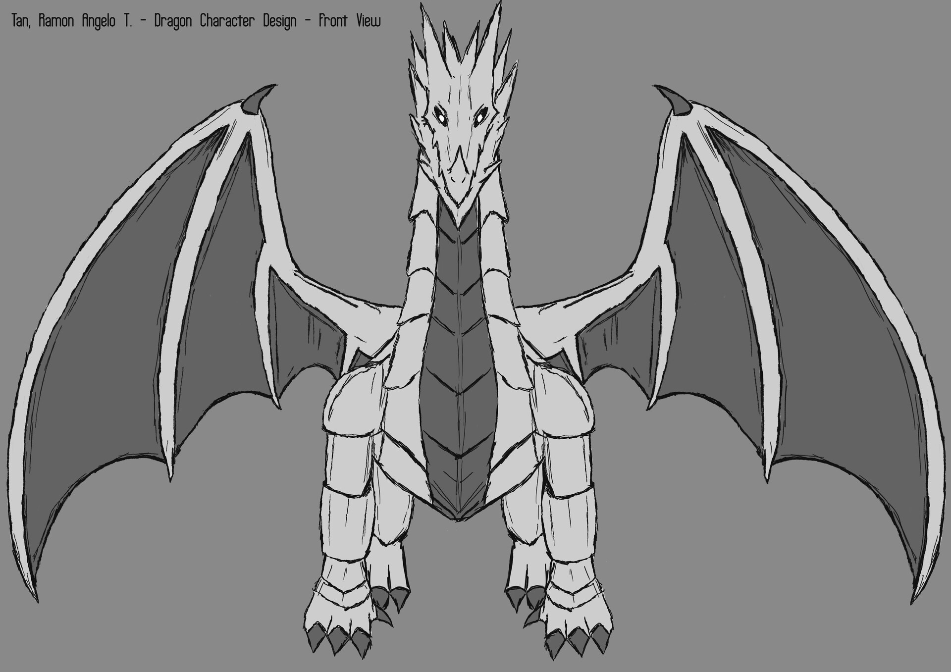 how to draw a dragon front view
