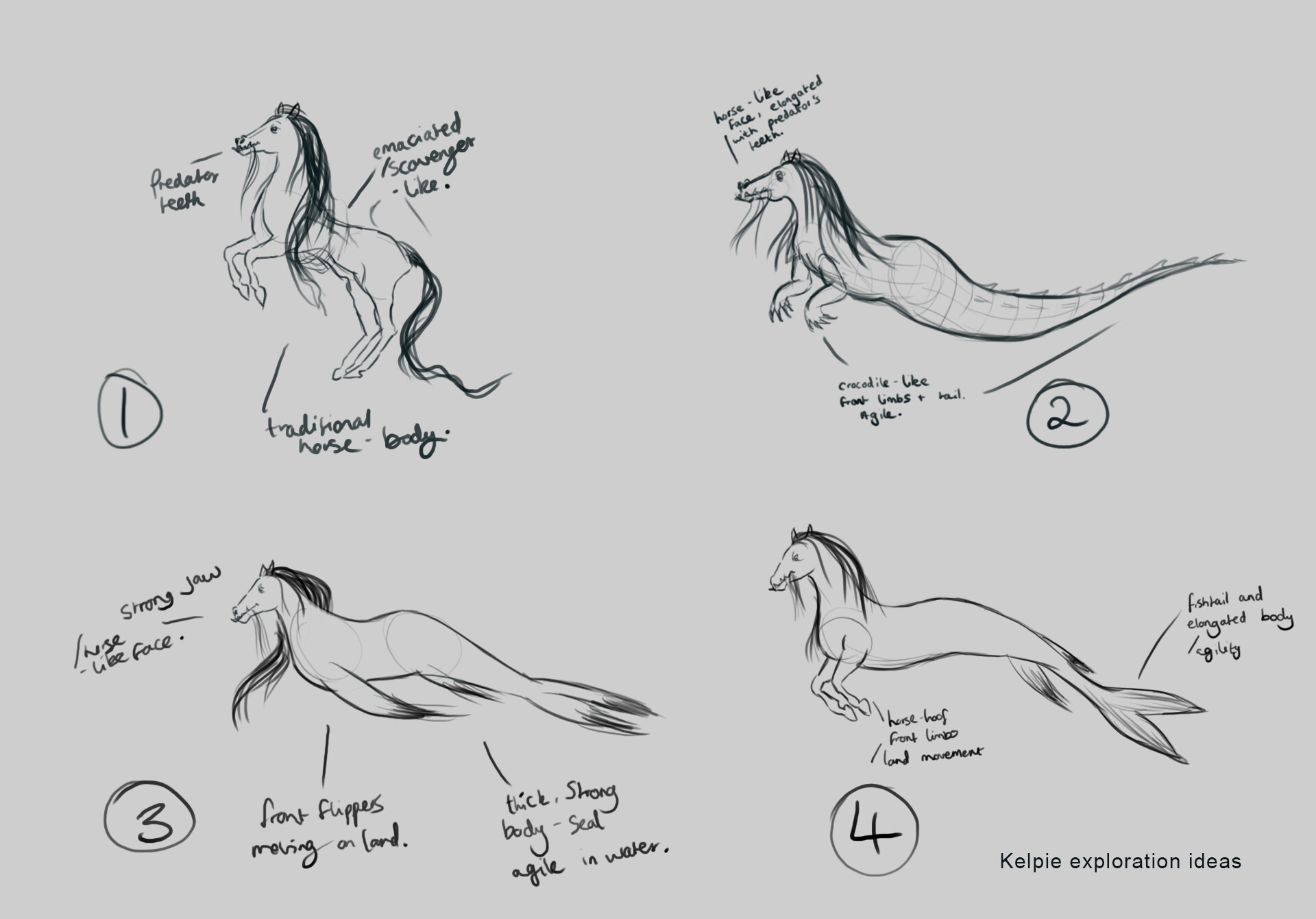 how to draw a kelpie horse step by step