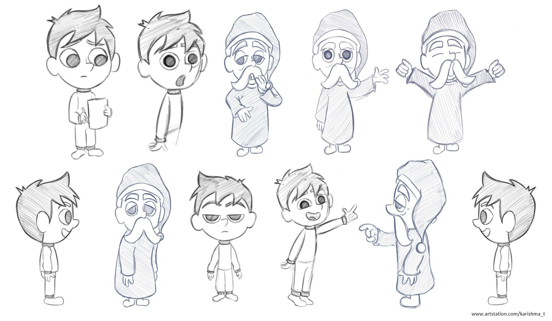 ArtStation - The Little Old Man & The Moon, Character Thumbnails