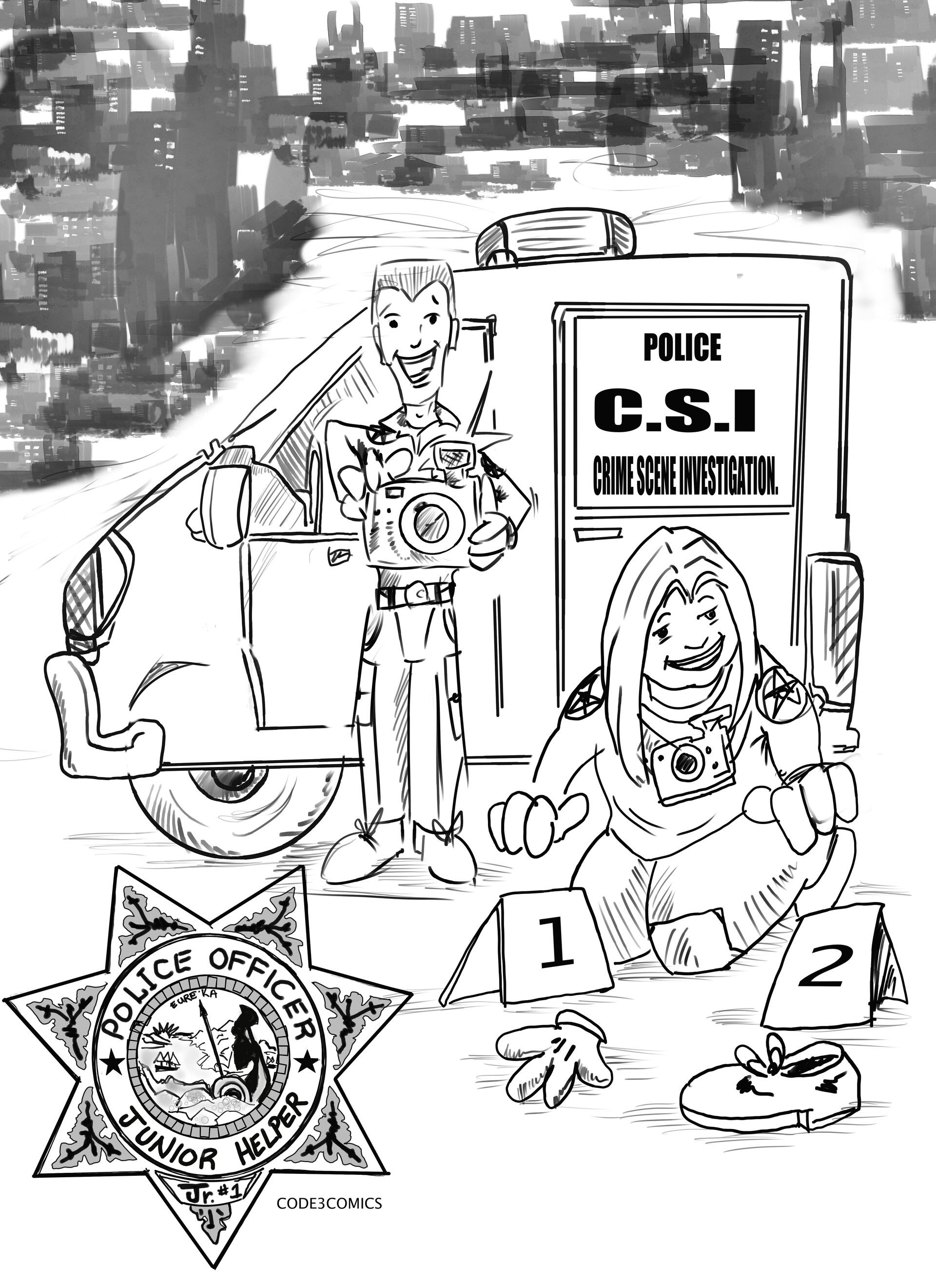 crime scene coloring pages