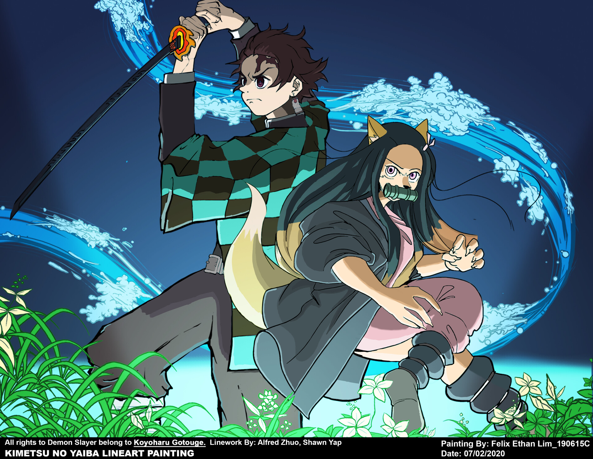 ArtStation - Digital Painting Assignment - Demon Slayer Lineart Colouring