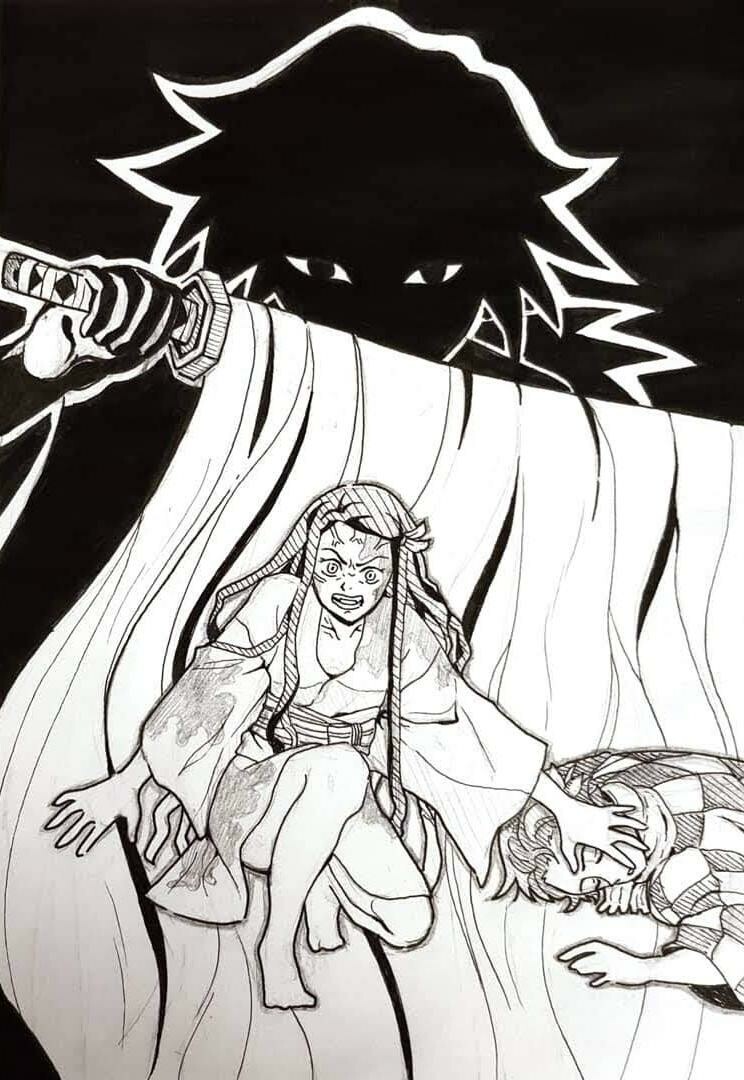 ArtStation - Kimetsu No Yaiba Ink Drawing