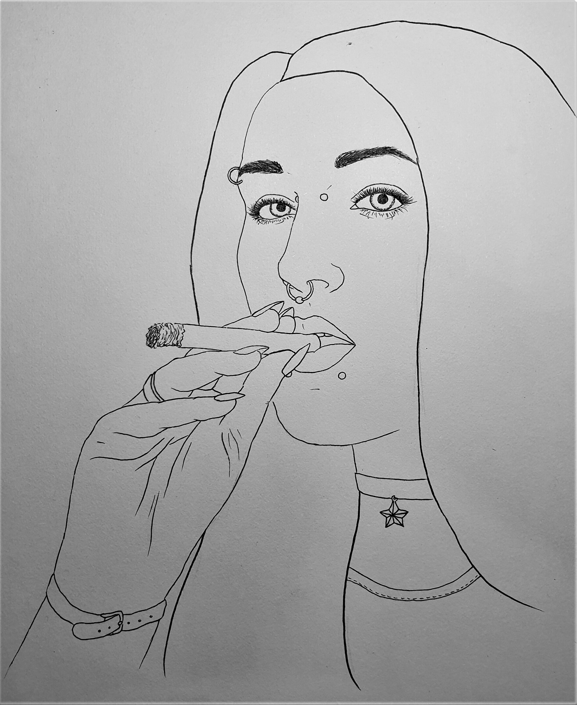 ArtStation - Line art of self portrait