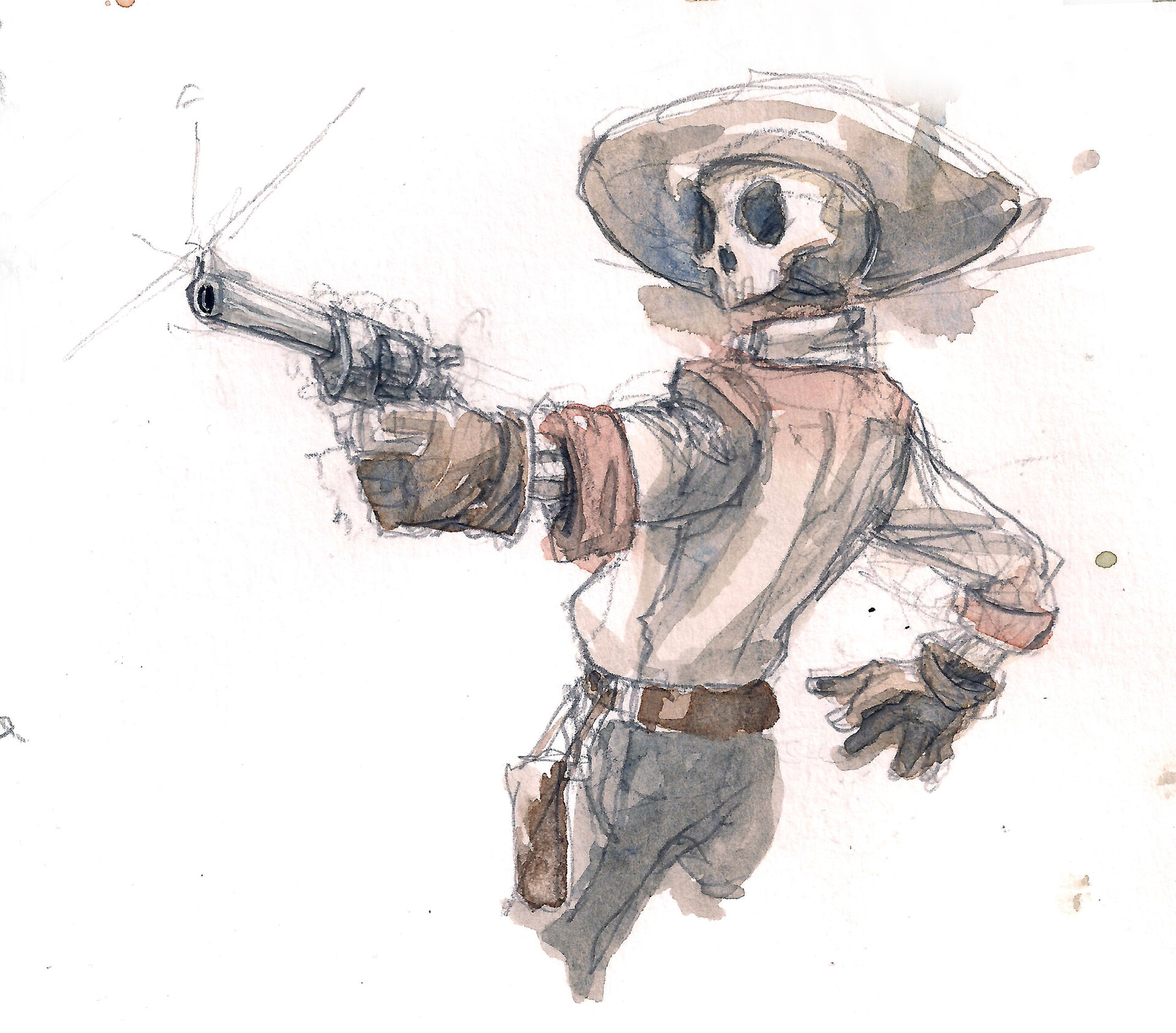 skeleton gunslinger art