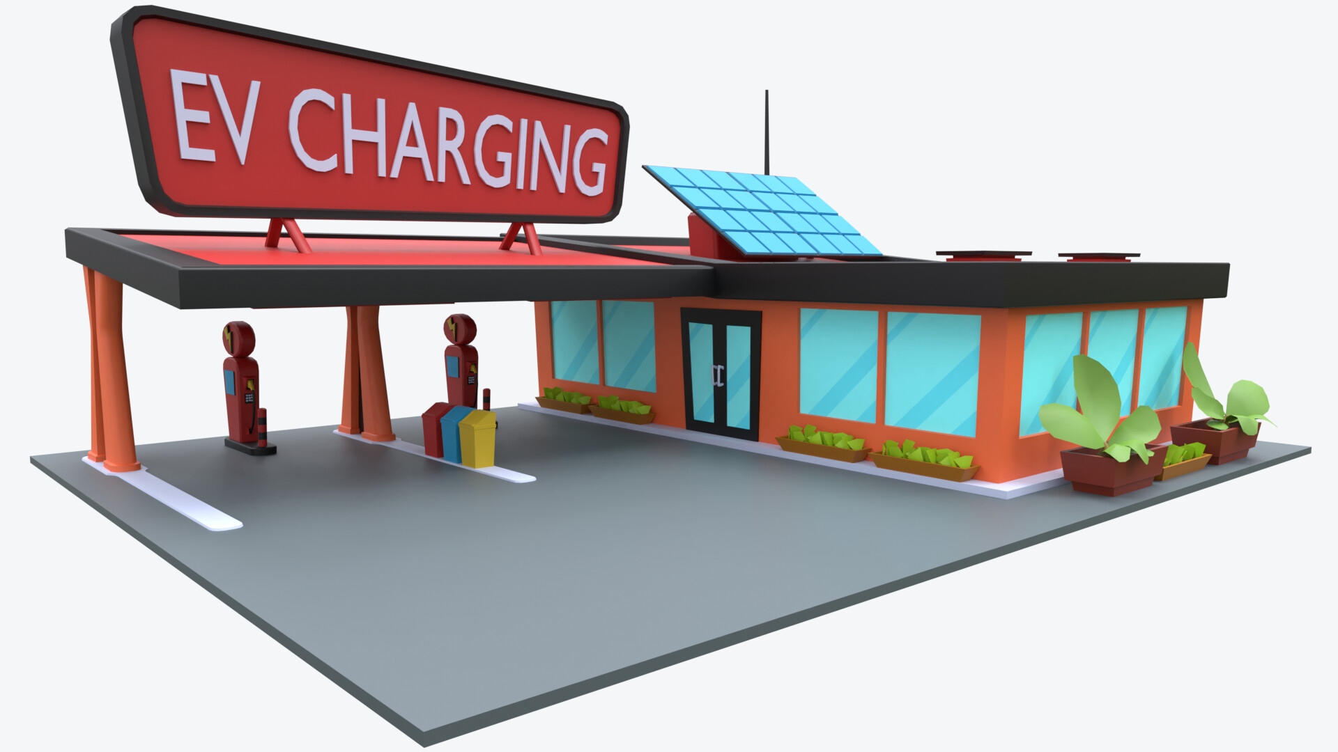 ArtStation - Cartoon Charging Station Low-poly 3D model