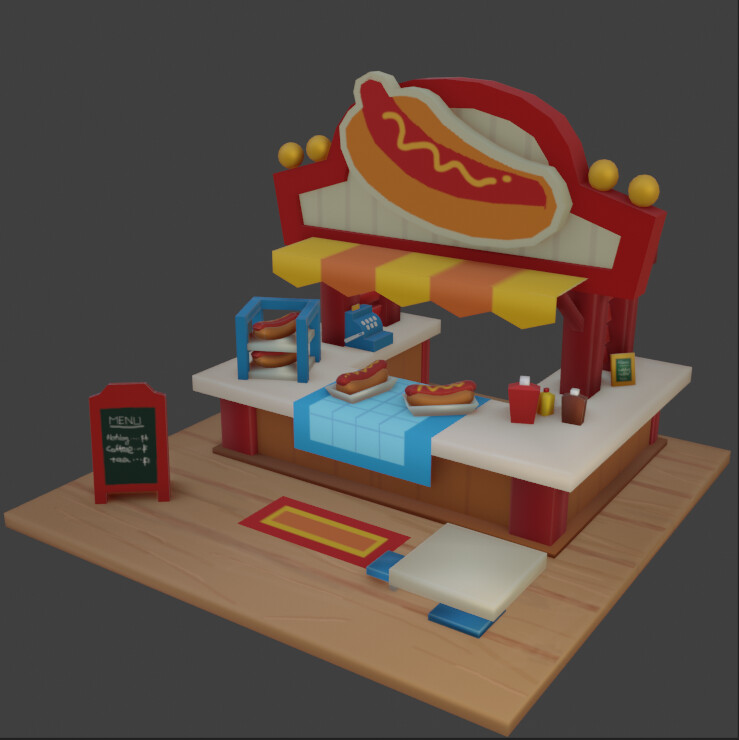 Akil Ahamed - Low-poly Hot Dog Stand