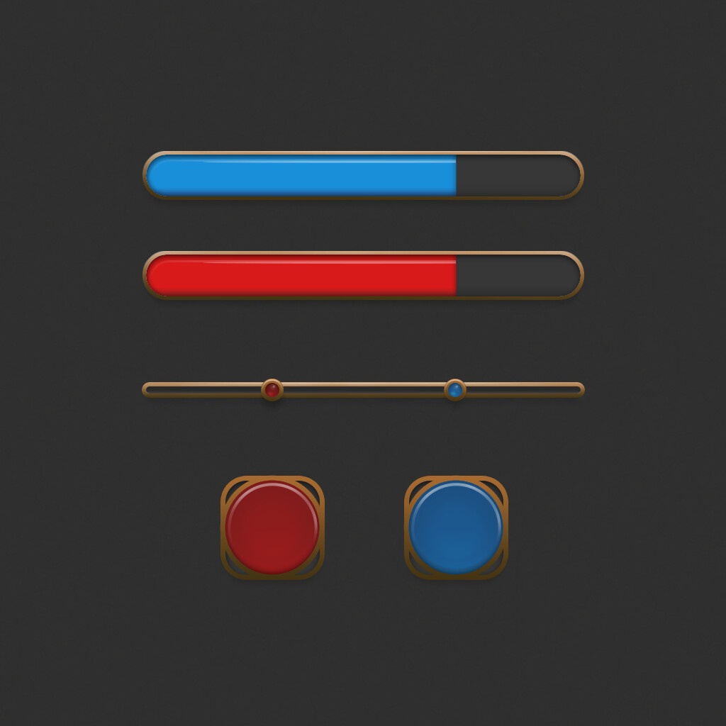 ArtStation - FANTASY UI - bars & buttons