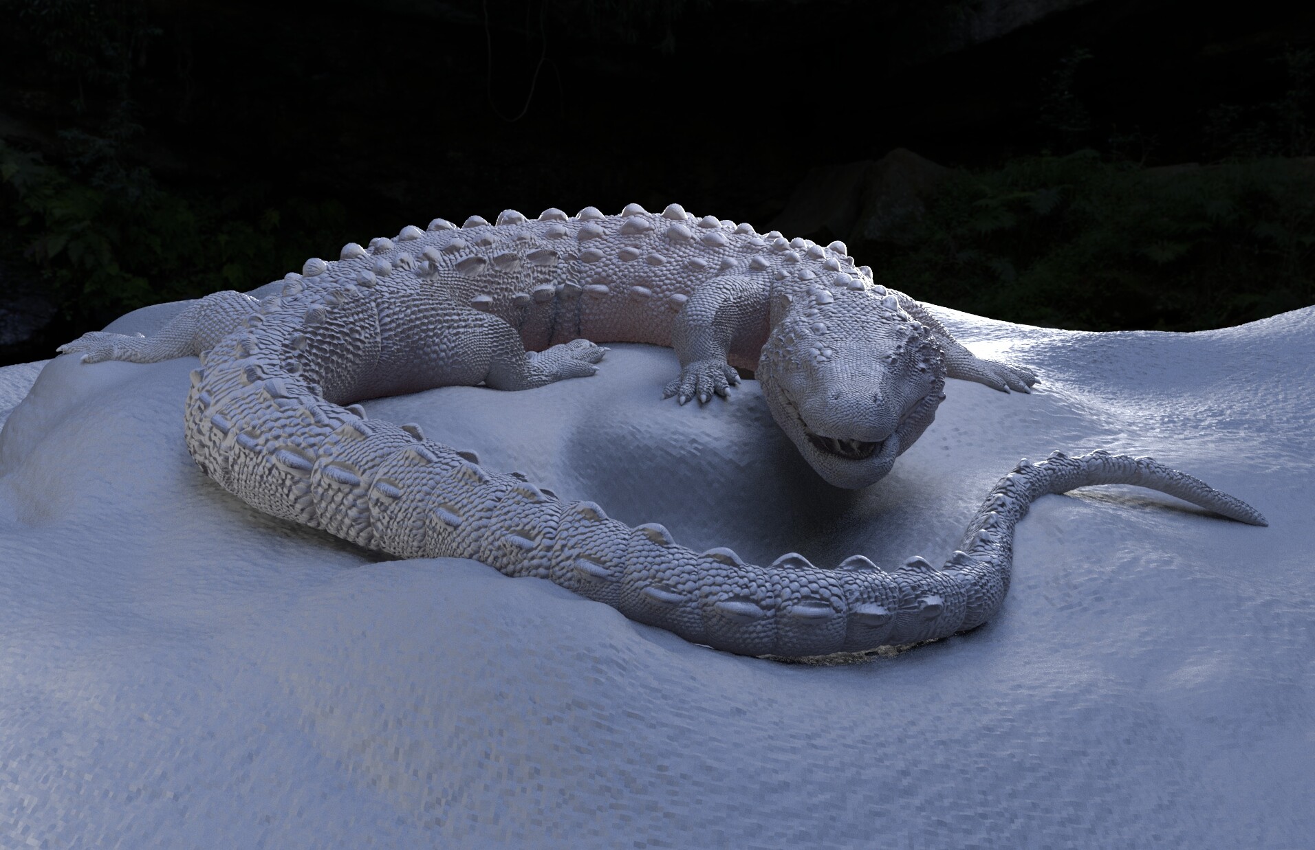 ArtStation - Earless Borneo Monitor Sculpture