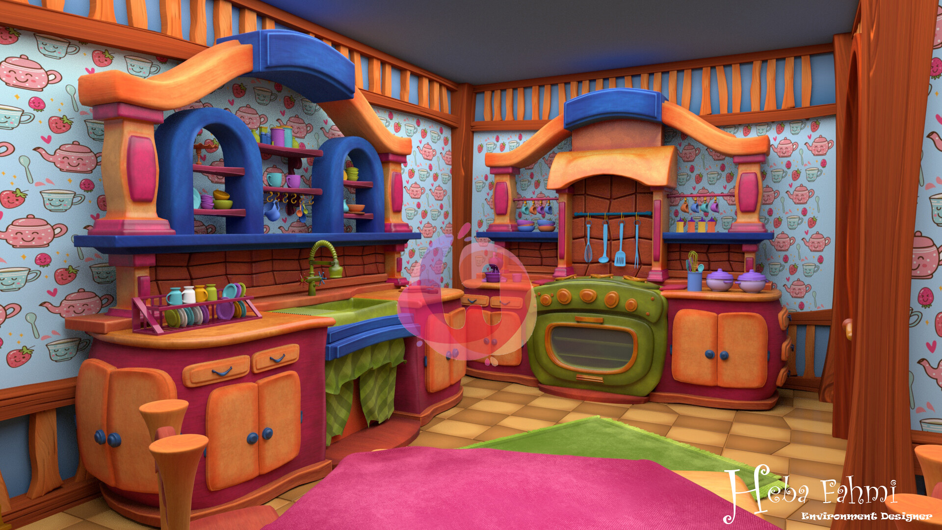 ArtStation - 3D INTERIOR KITCHEN ,RHYMES CONCEPT.