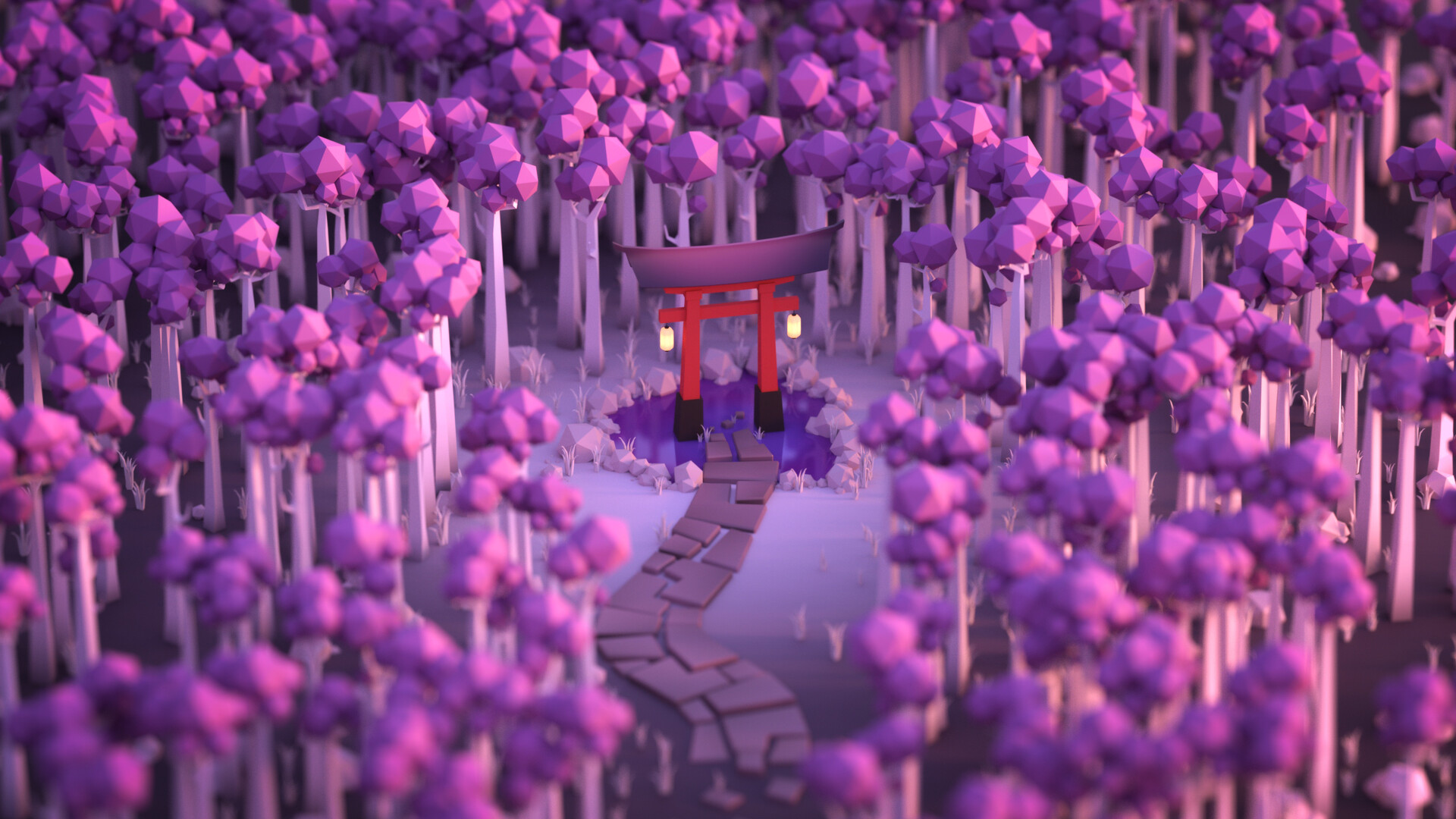 ArtStation - Japanese Low Poly Forest