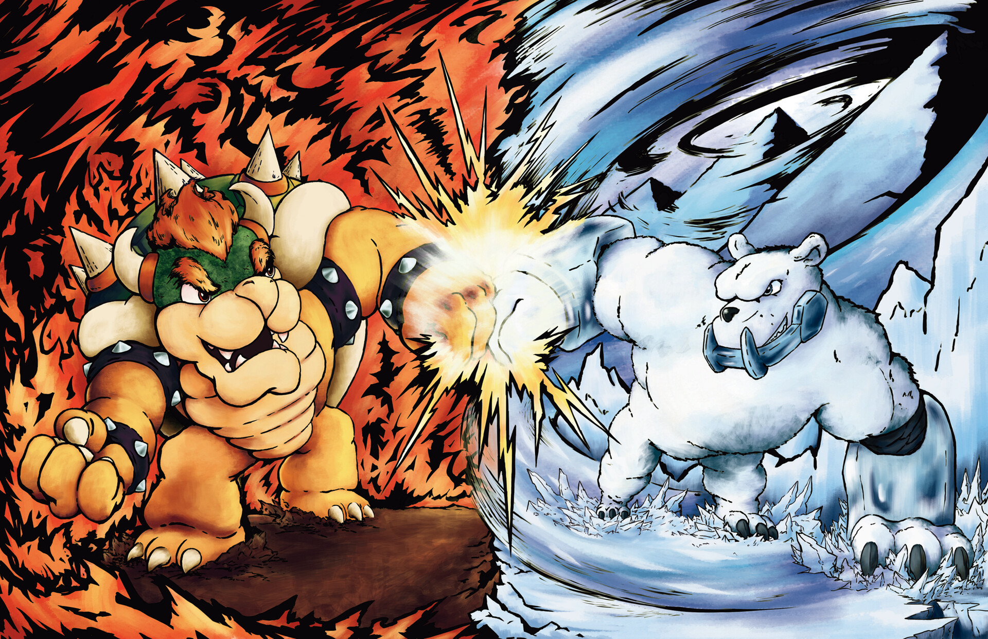 Xavier Davidson - Commission: Bowser & Etalus Fist Bump