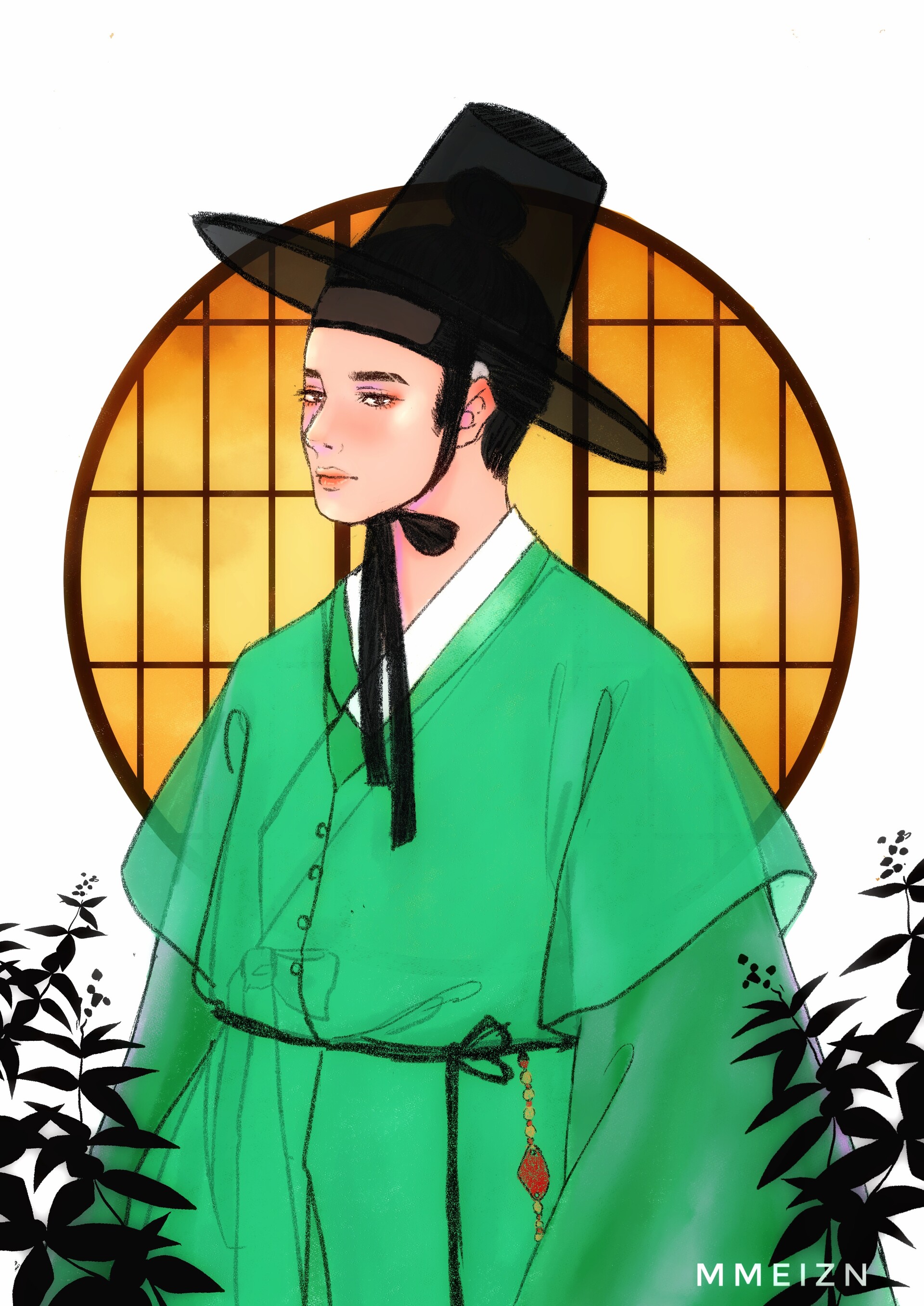 ArtStation - Korean man in hanbok