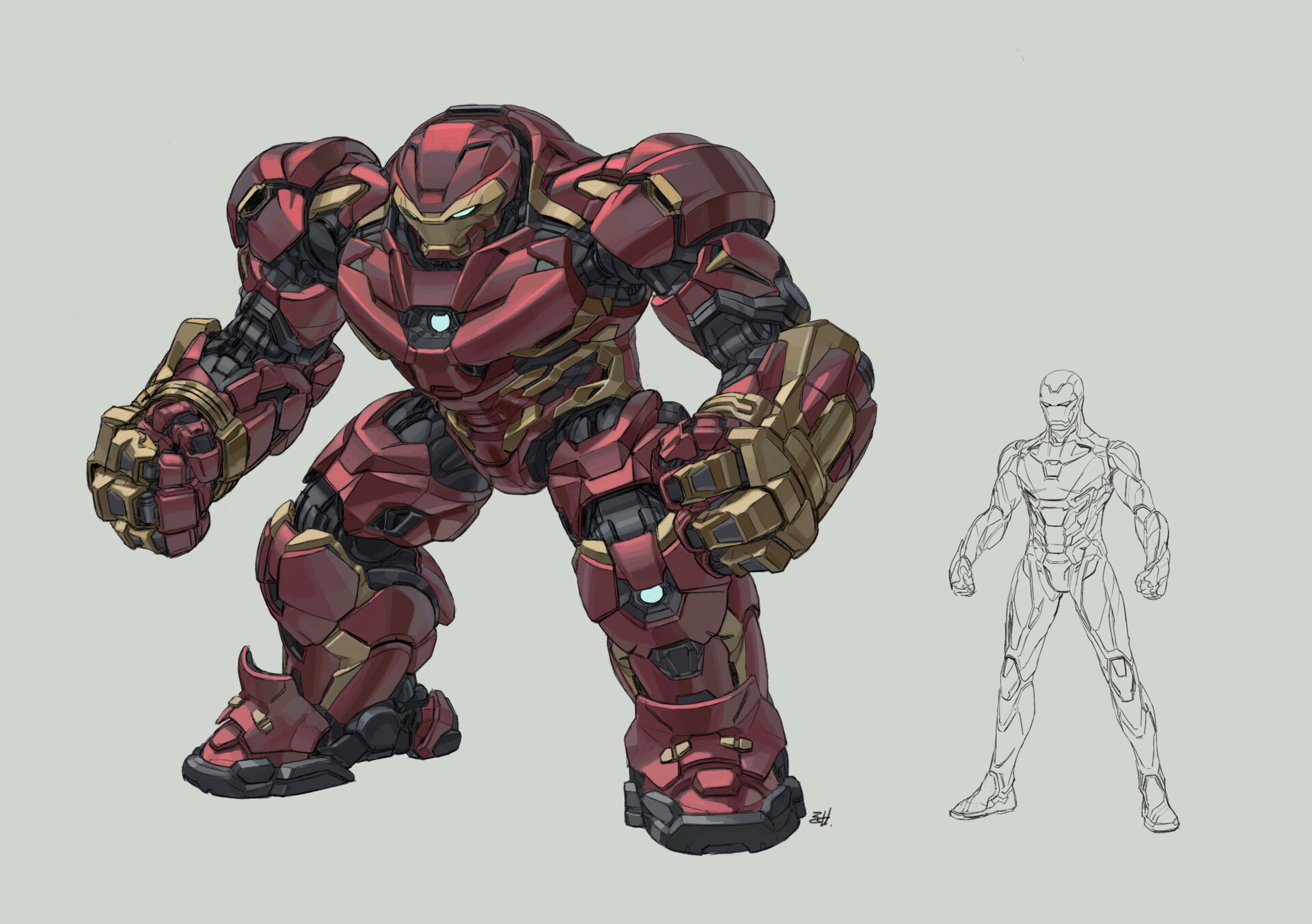 how to draw iron man hulkbuster suit