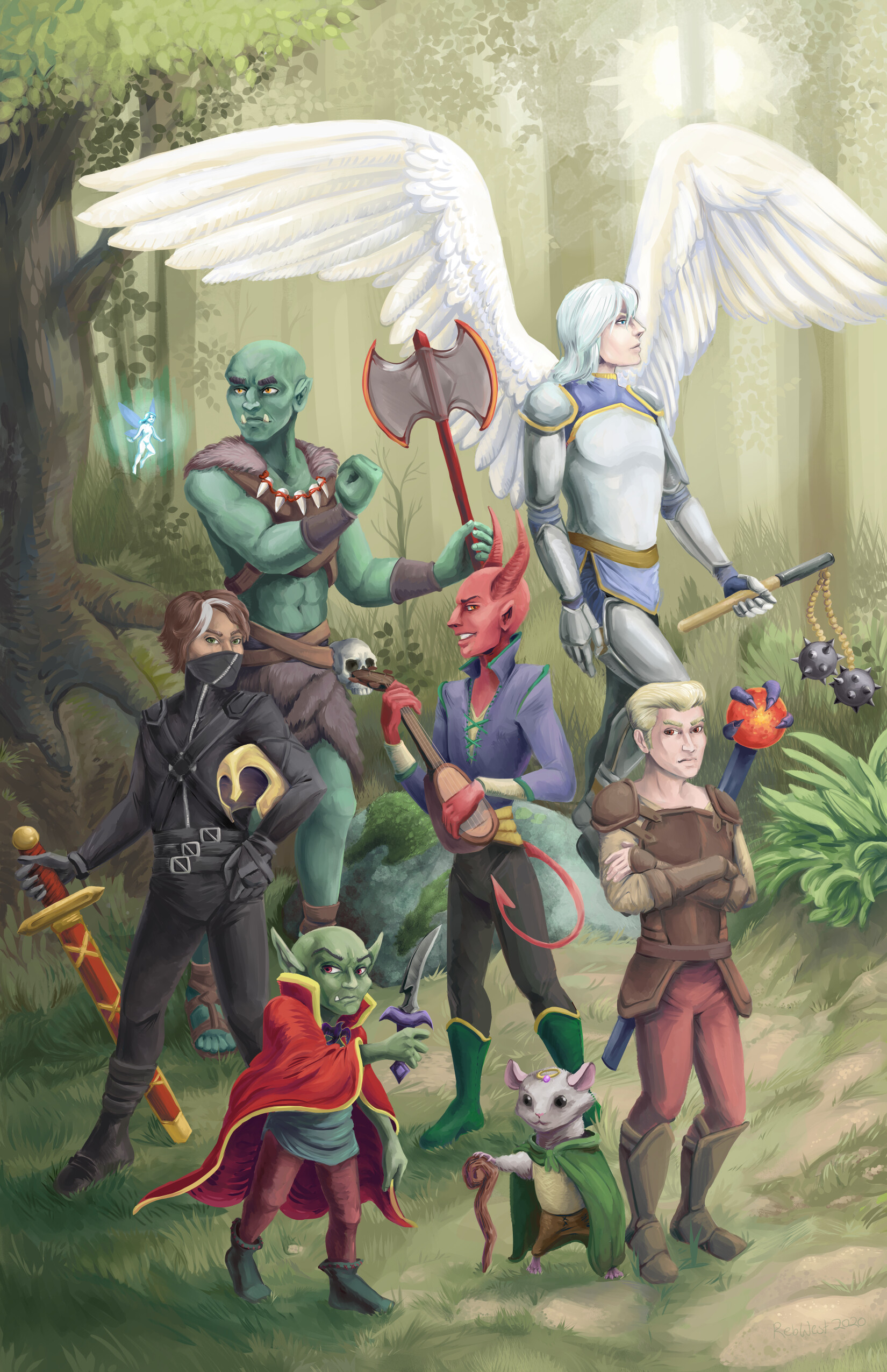 R A West - 7 character DnD group portrait