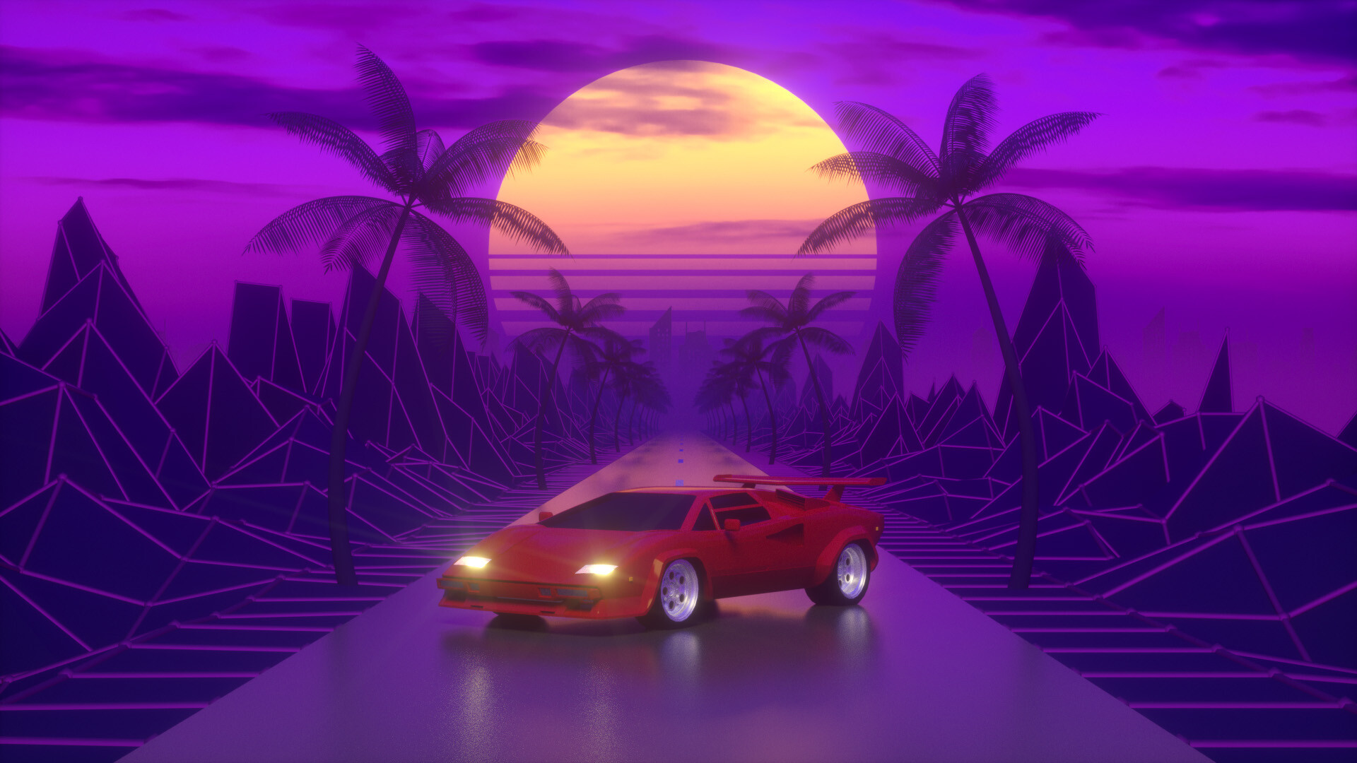 Zoltan Balogh - Lambo Countach - retro Outrun style animation