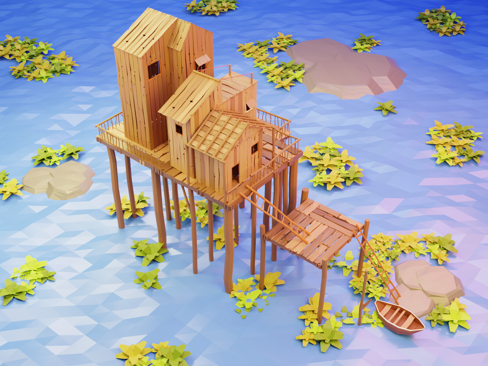 ArtStation - low poly swamp wetland