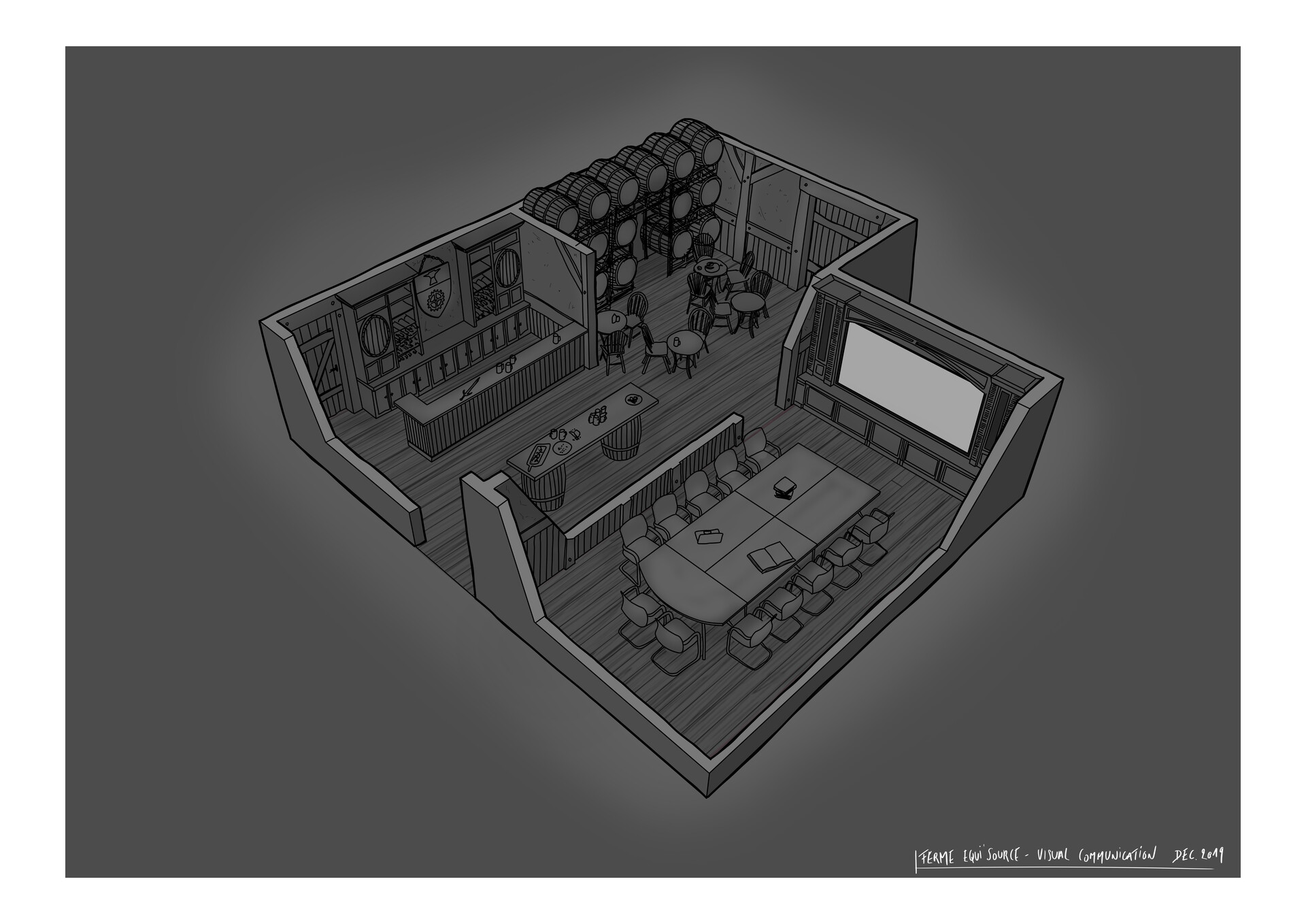 ArtStation - Tavern - Interior Design 3/4 view