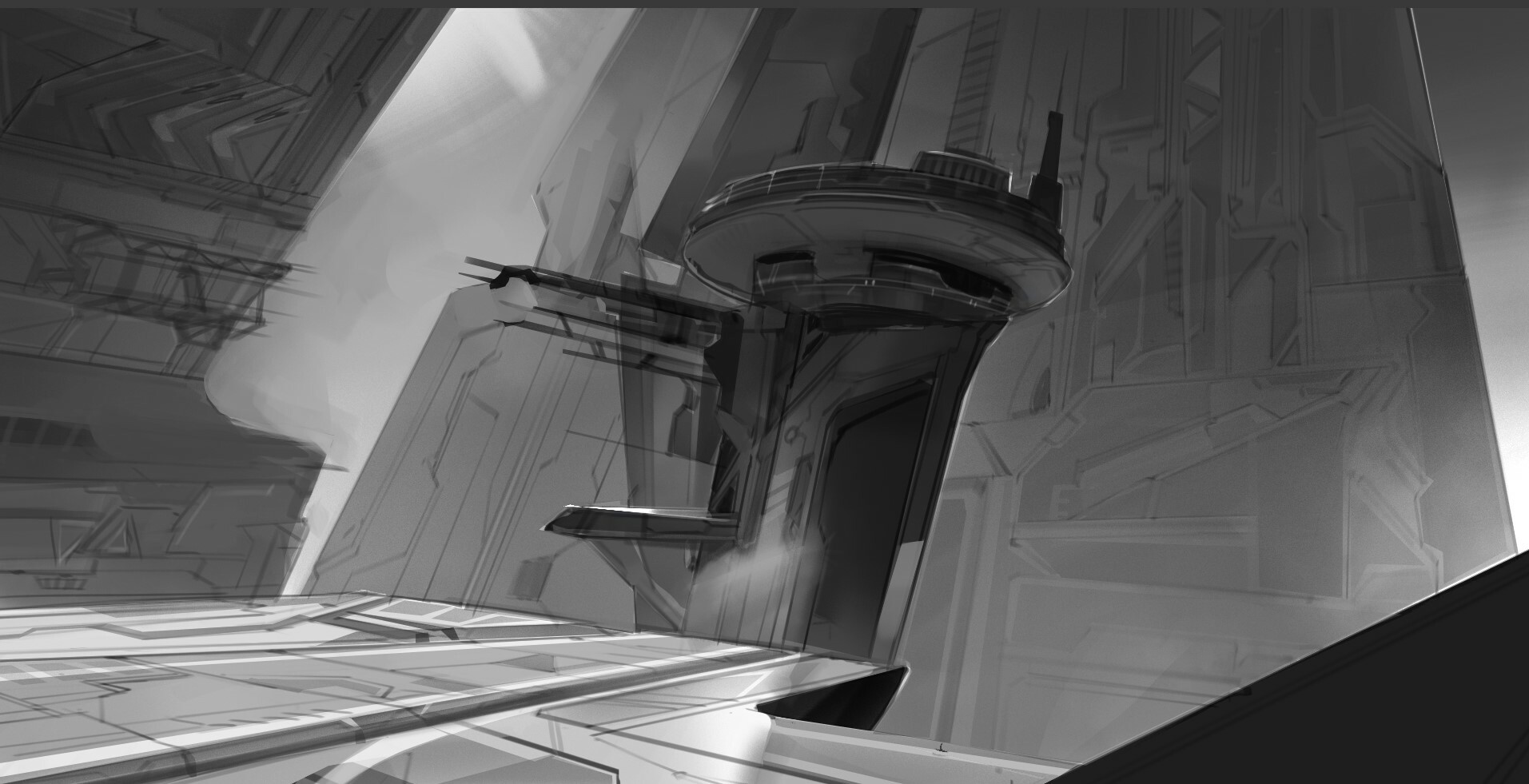 ArtStation - environment sketch BW