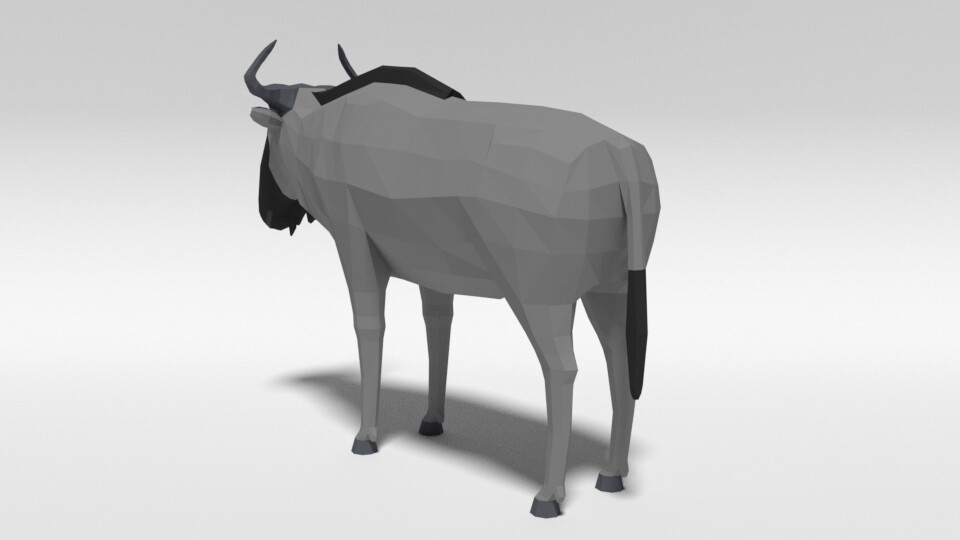 chroma 3D - Low Poly Cartoon Gnu Wildebeest Antelope