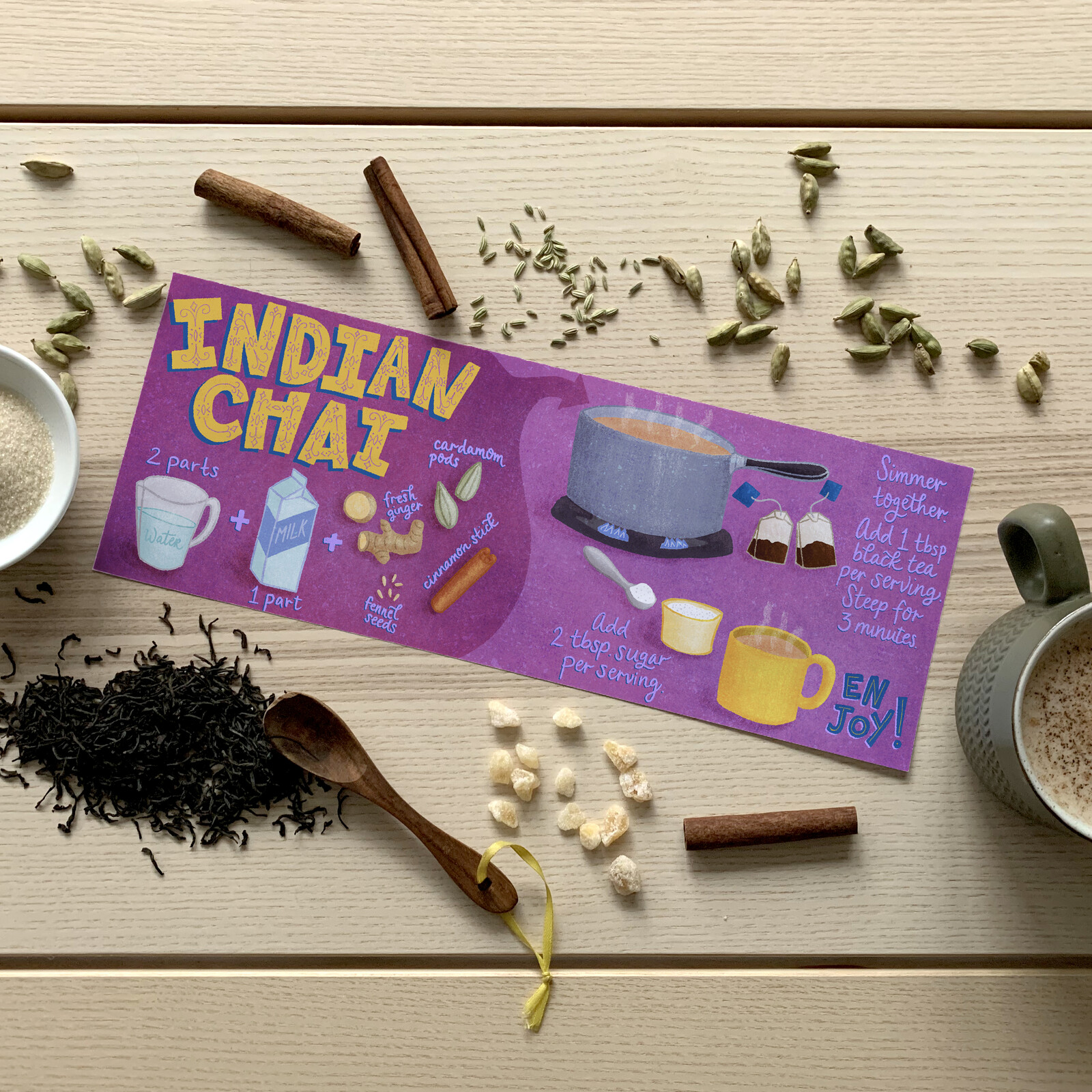Jennifer Hines - Indian Chai Illustrated Recipe Food Illustration