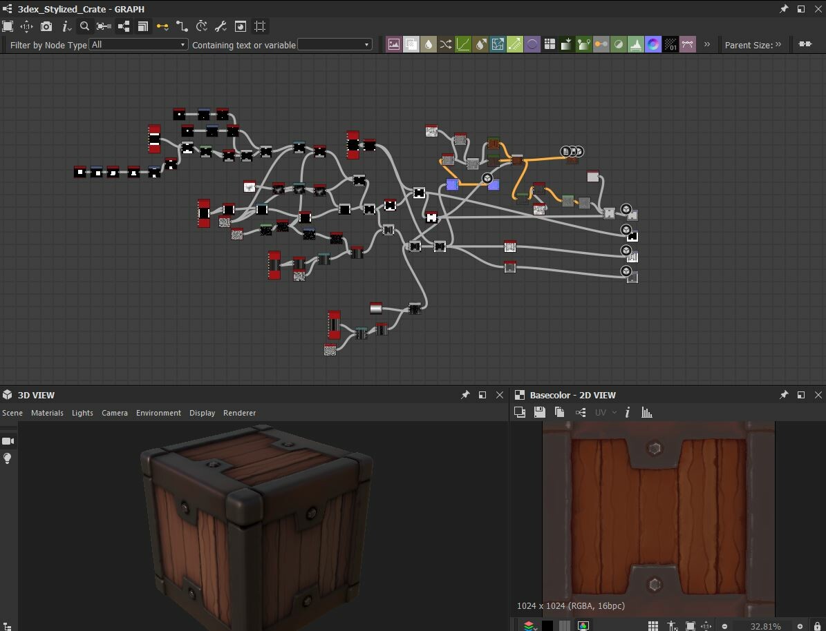 3dExtrude Tutorials - Stylized Crate - Substance Designer