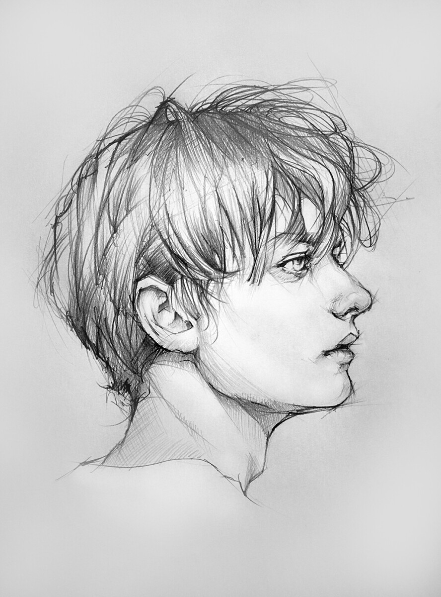 ArtStation - portrait drawing in pencil Toh-Yasu藤保 #010
