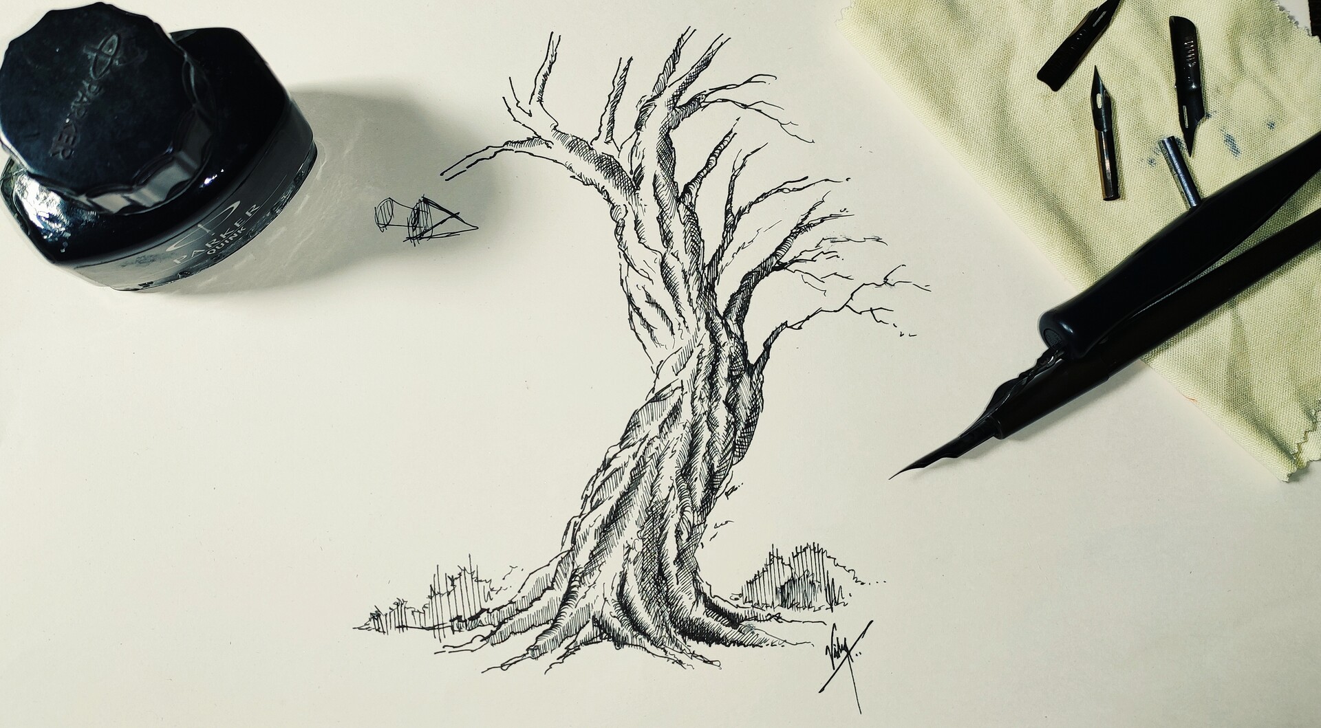 ArtStation - Sketching with Dip pen