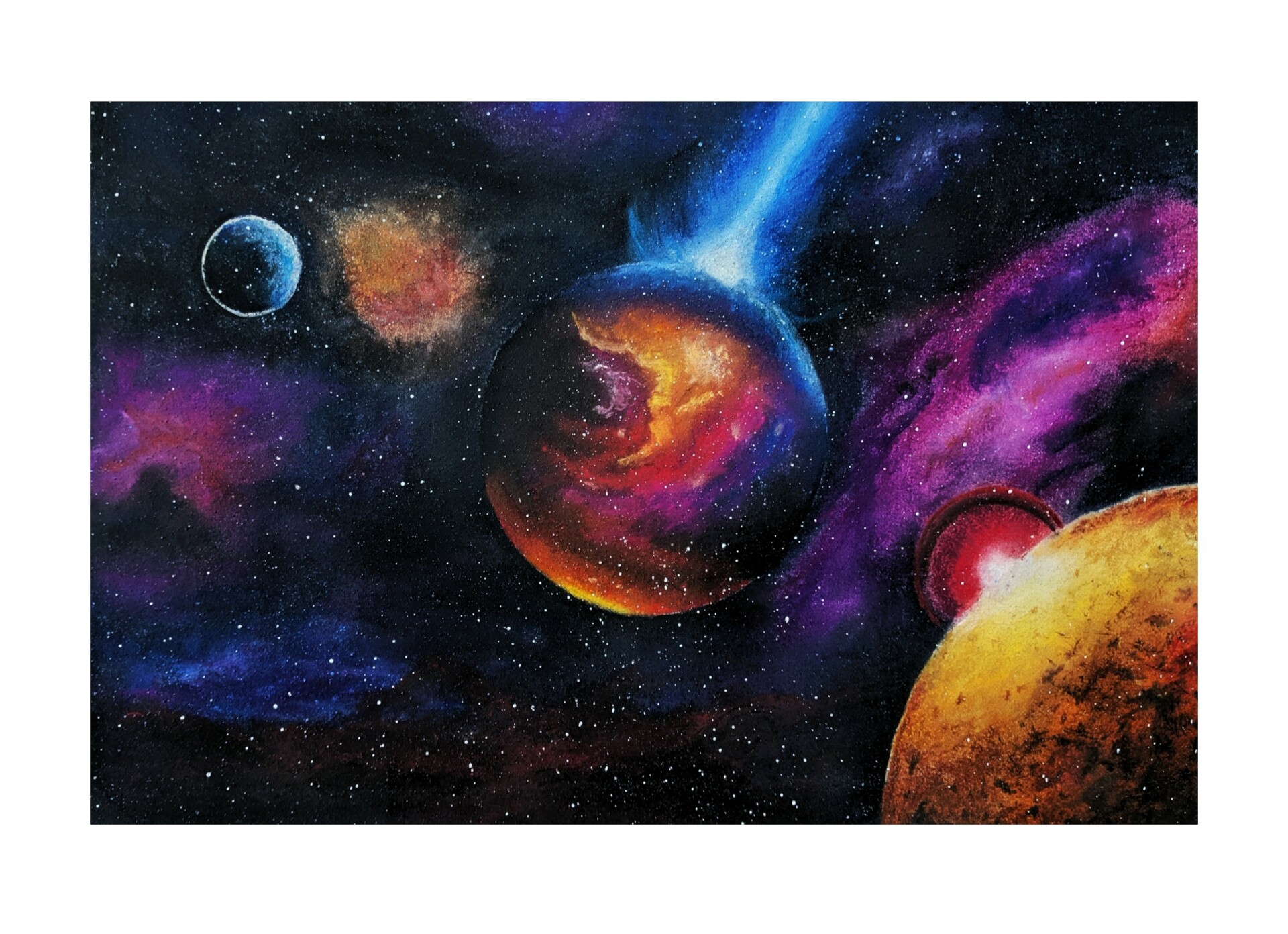 how to draw galaxy with soft pastels