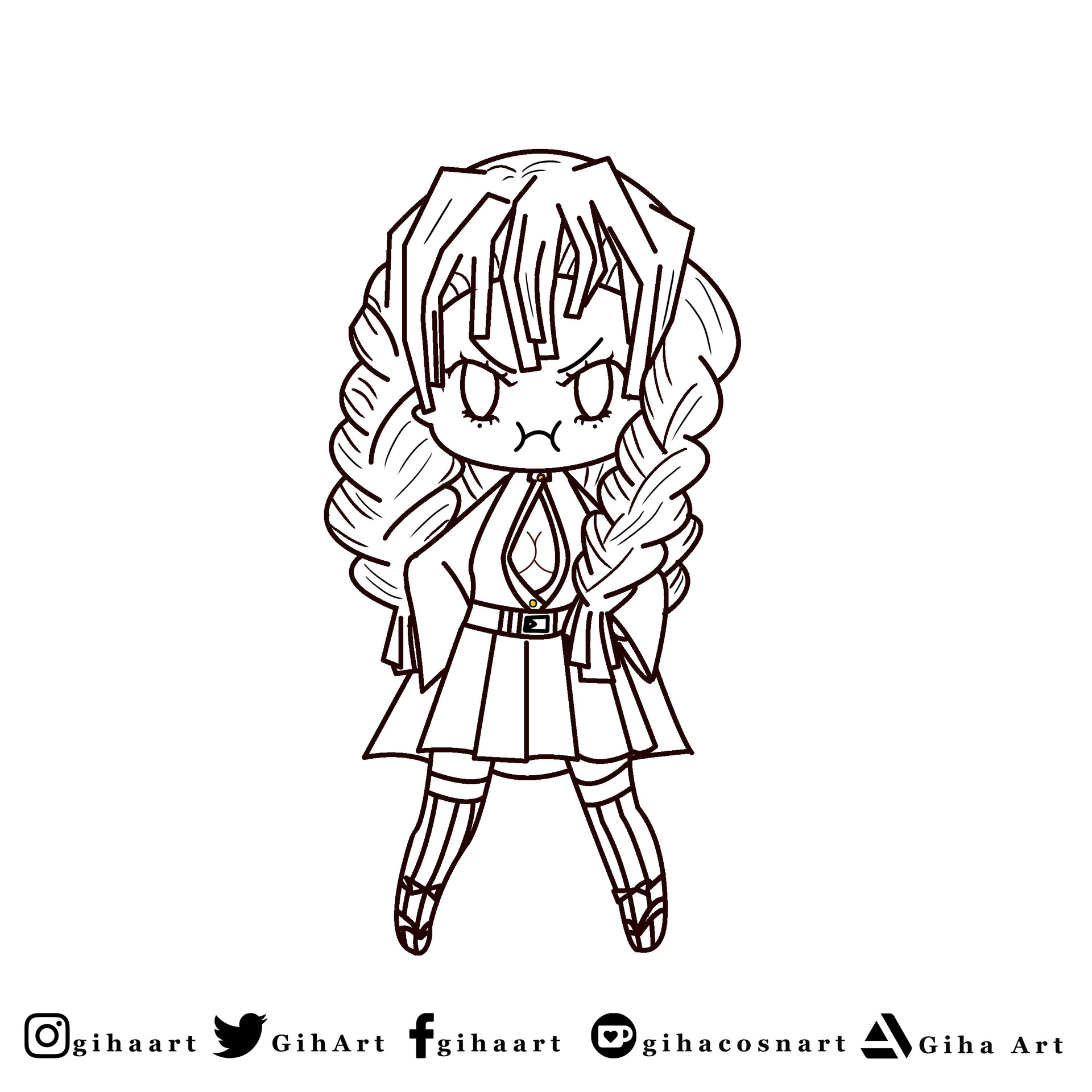 mitsuri coloring pages chibi