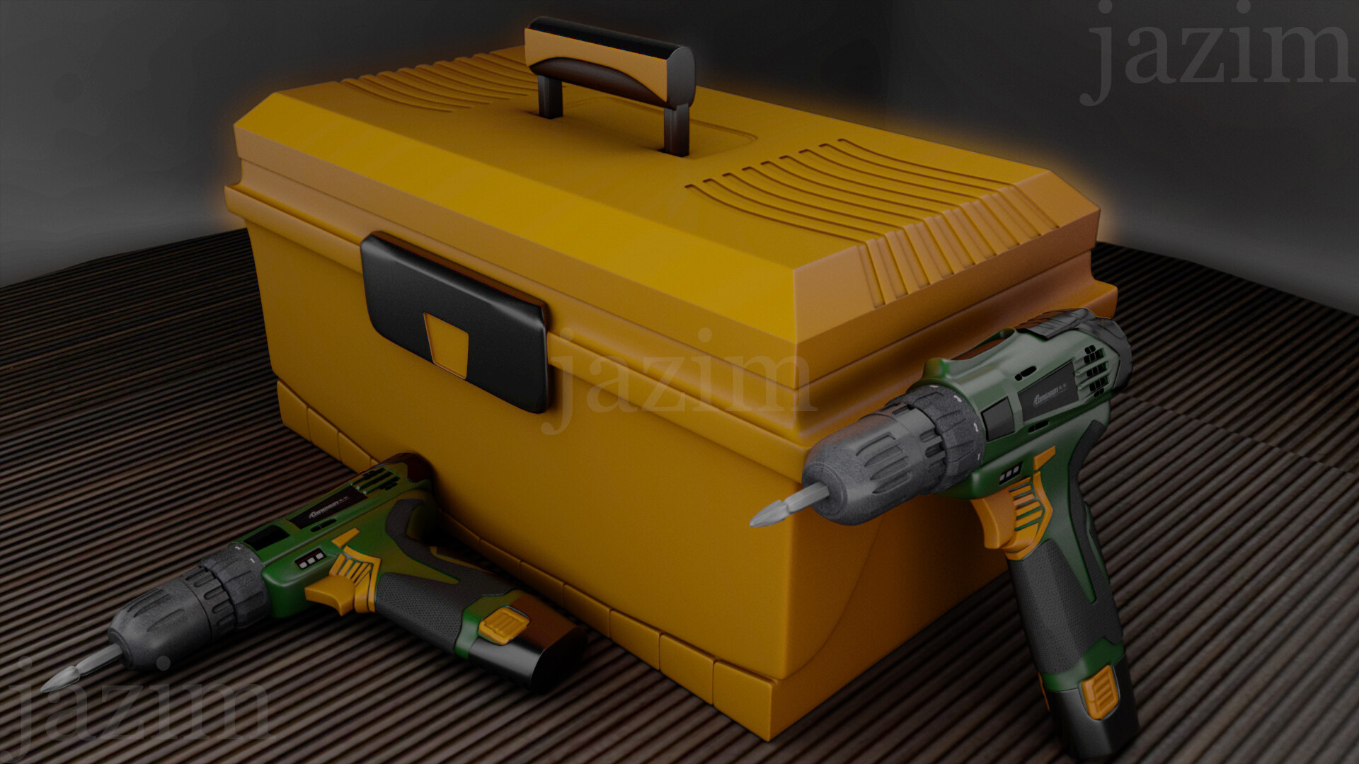 ArtStation - driller and tools box 3D model