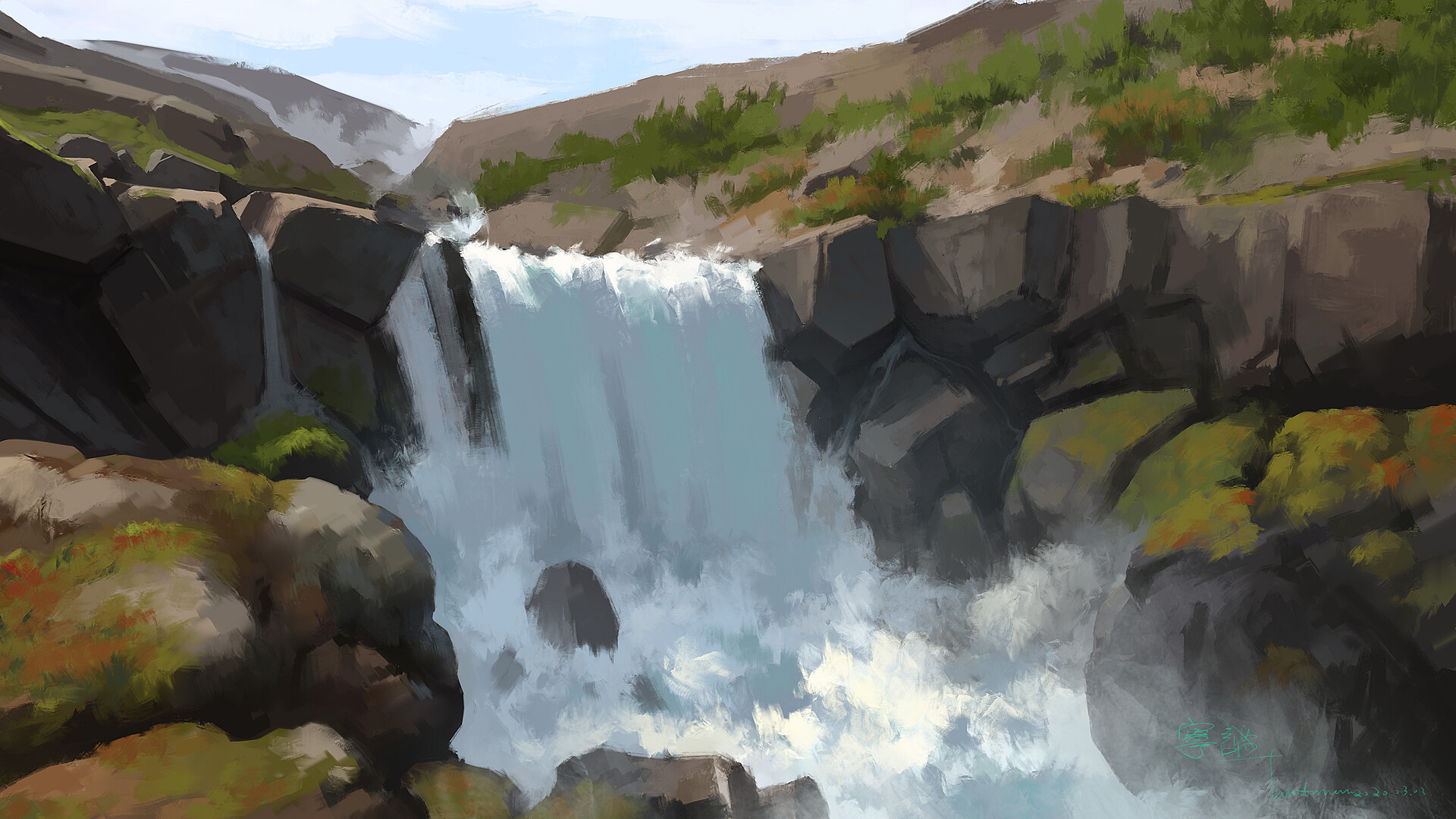 ArtStation - sketch_waterfall